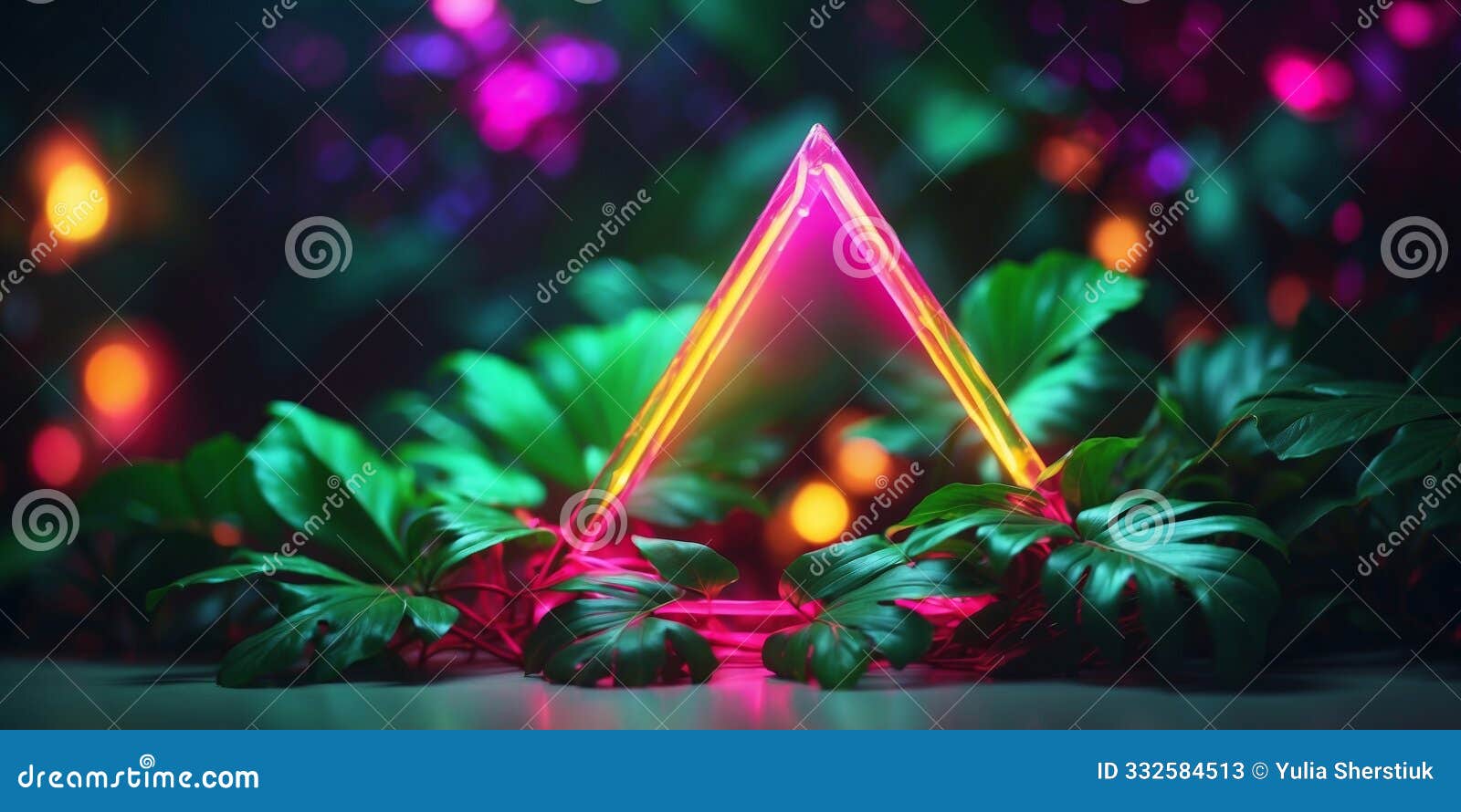 Creative Fluorescent Color Layout Made of Tropical Leaves with Neon ...