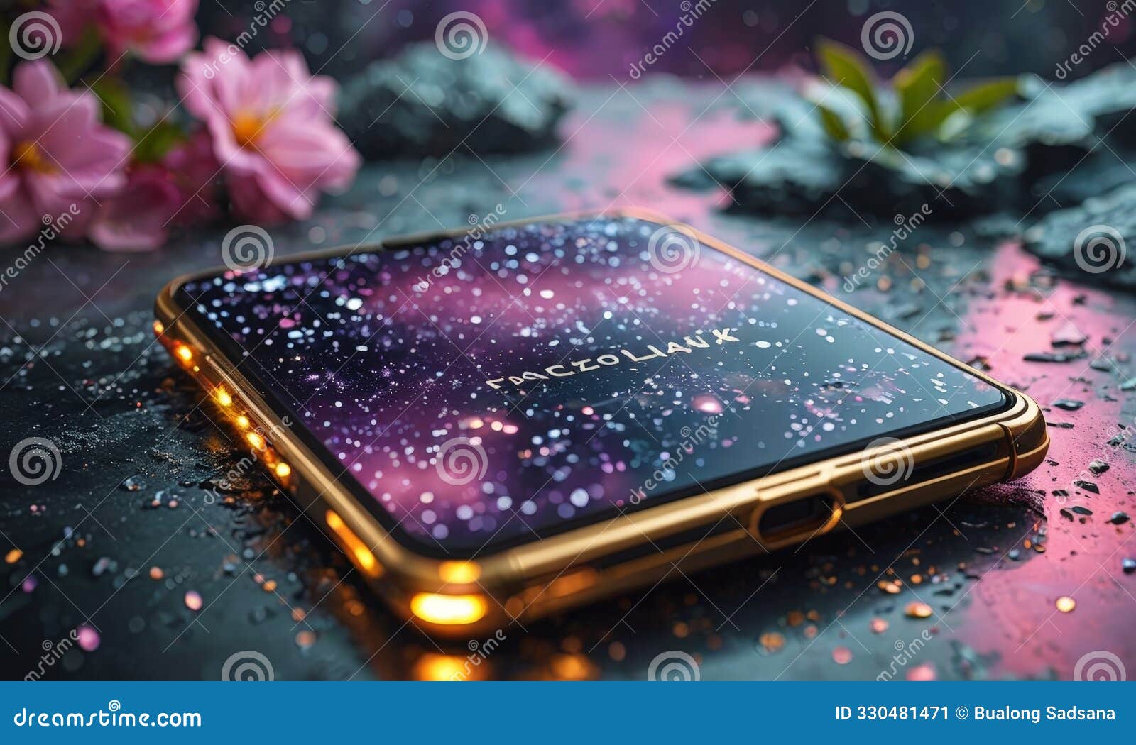 The Word Galaxy As Neon Glowing Unique Typeset Symbols, Luminous ...