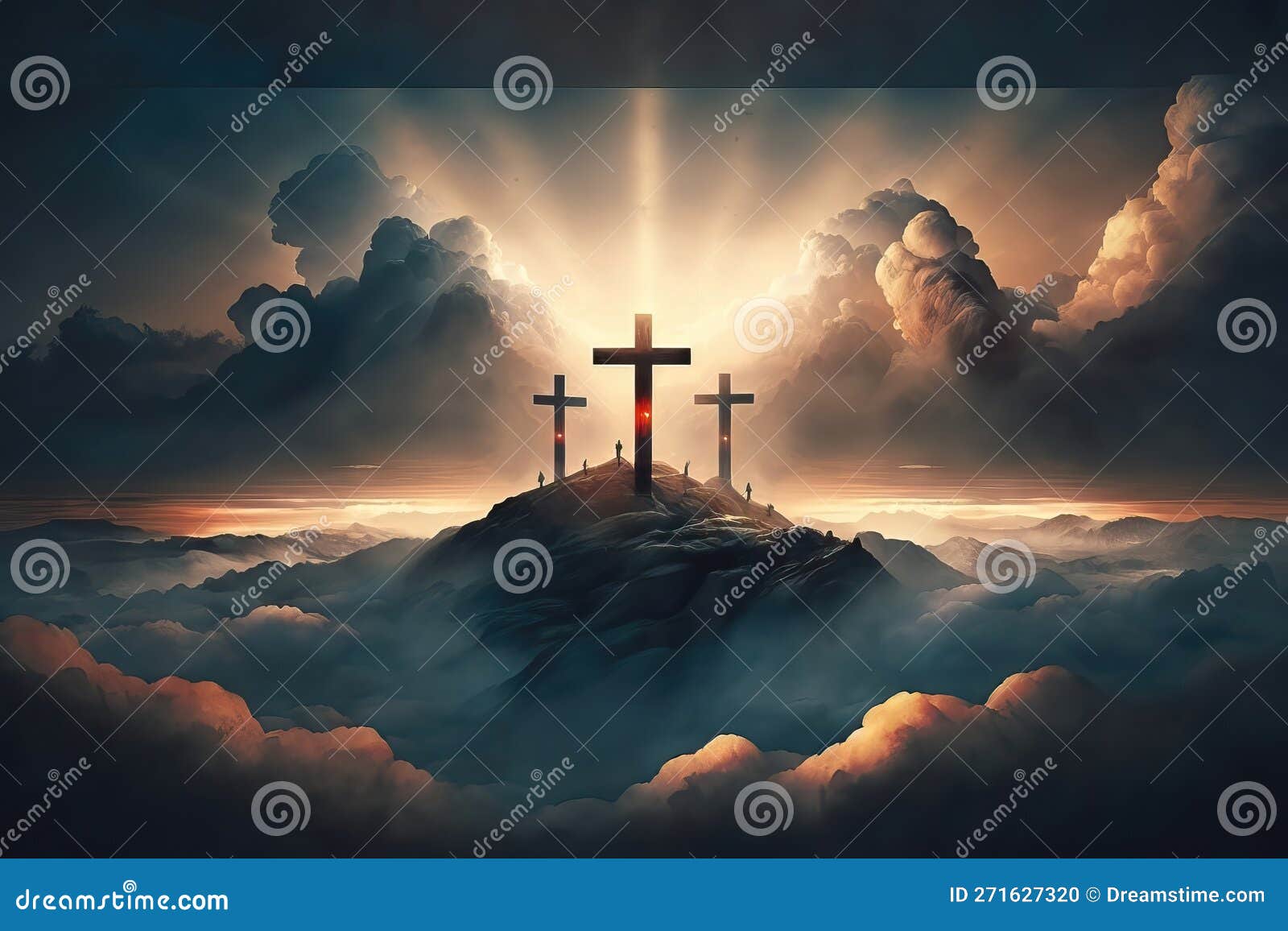 AI Generated Crosses on the Mountain at Sunset. Conceptual Image Stock ...