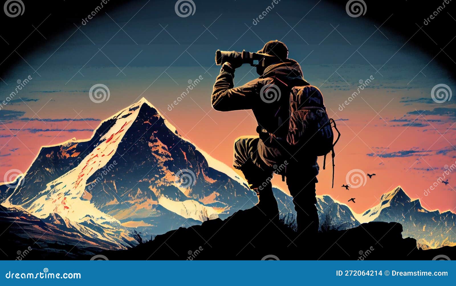 Mountain Explorer, Made with Generative AI Stock Illustration ...