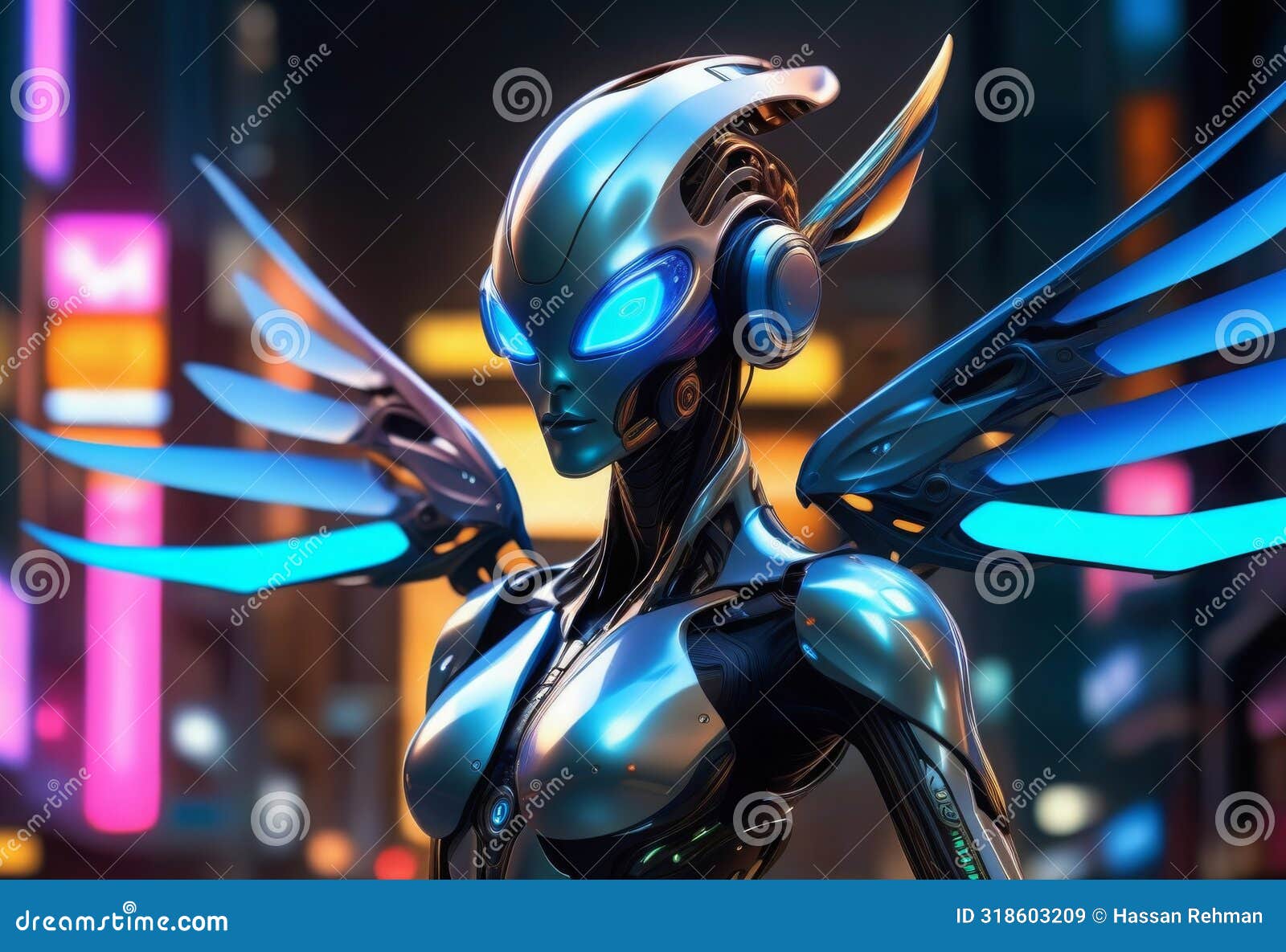 Cybernetic Elegance: Robotic Blue Beetle Poses With Futuristic ...