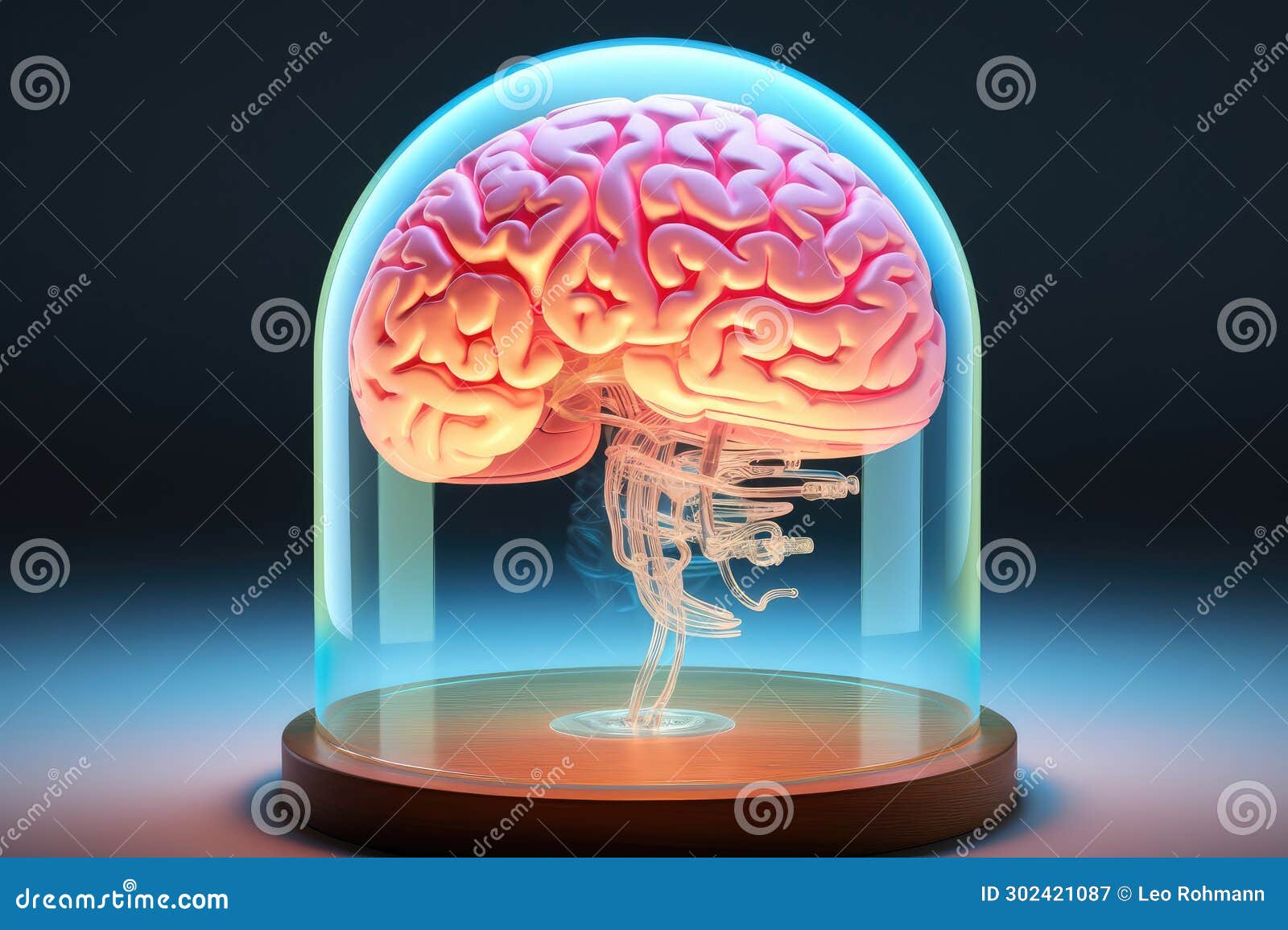 Brain Neurons Excitatory and Inhibitory. Glial Cells, Astrocytes ...