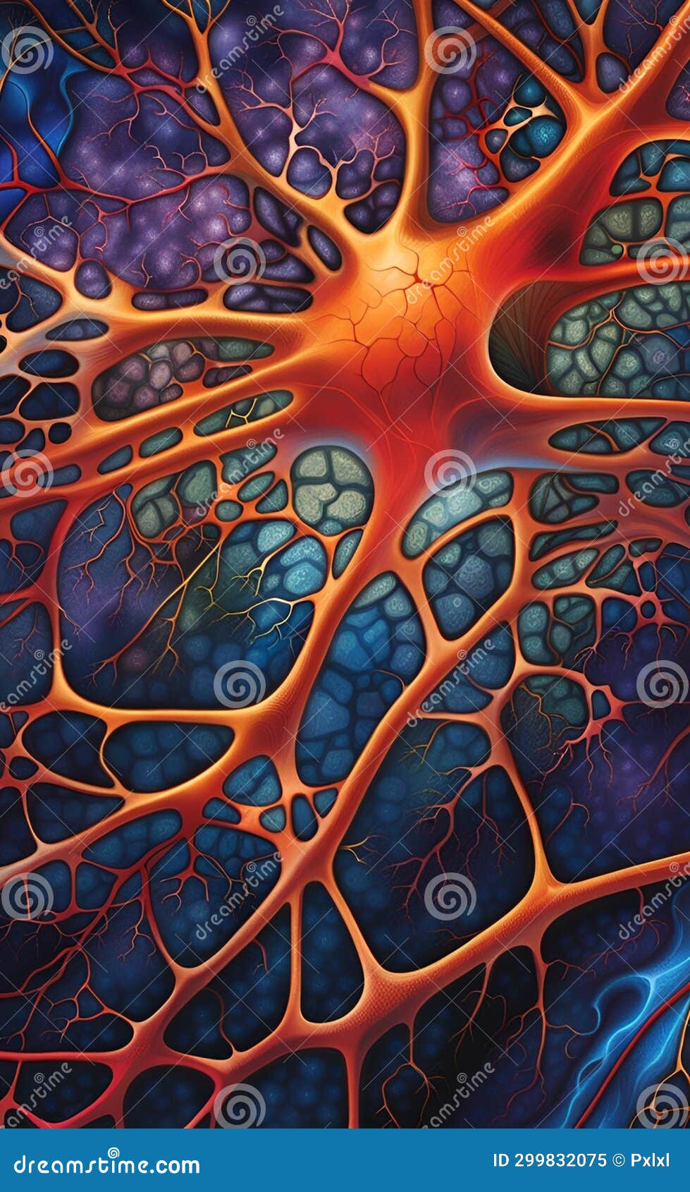 AI Generated 3d Illustration of Neuron, Nervous System Background Stock ...