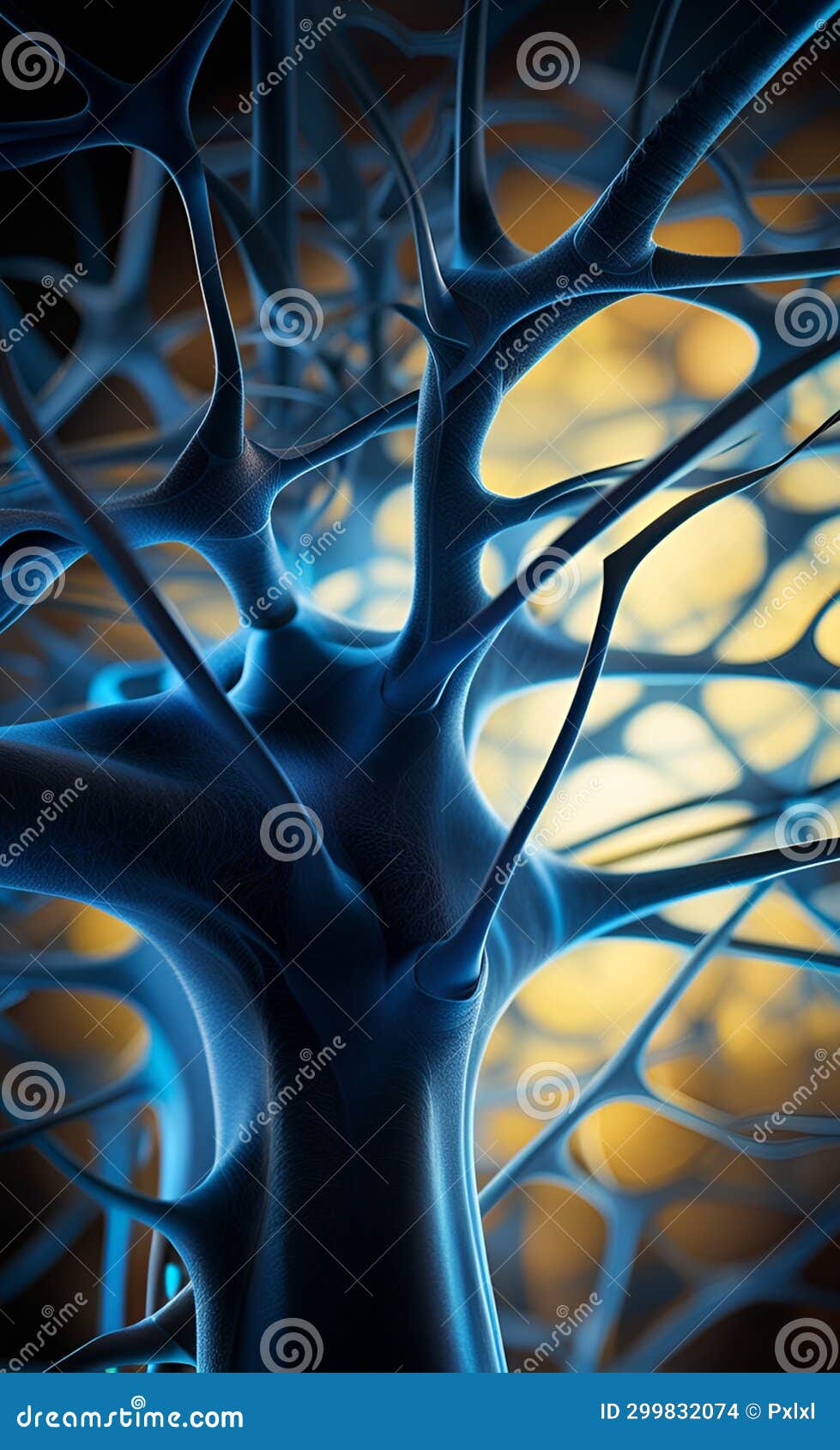 AI Generated 3d Illustration of Neuron, Nervous System Background Stock ...