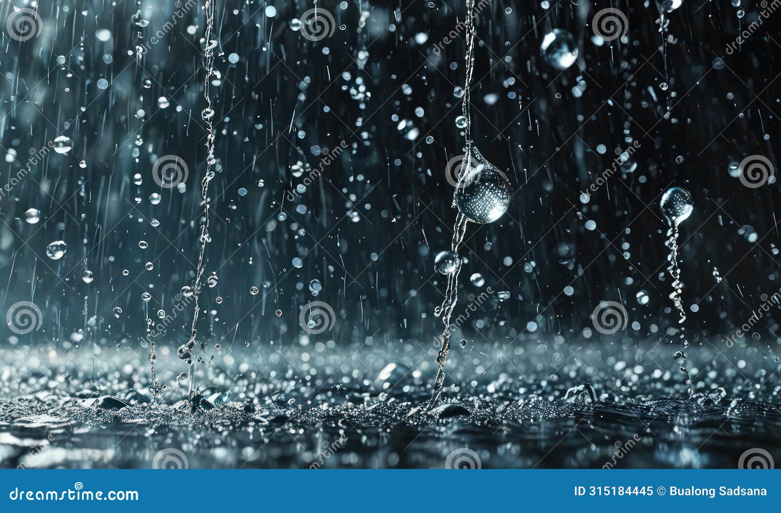 A Collection of Raindrops on a Dark Surface. Stock Illustration ...