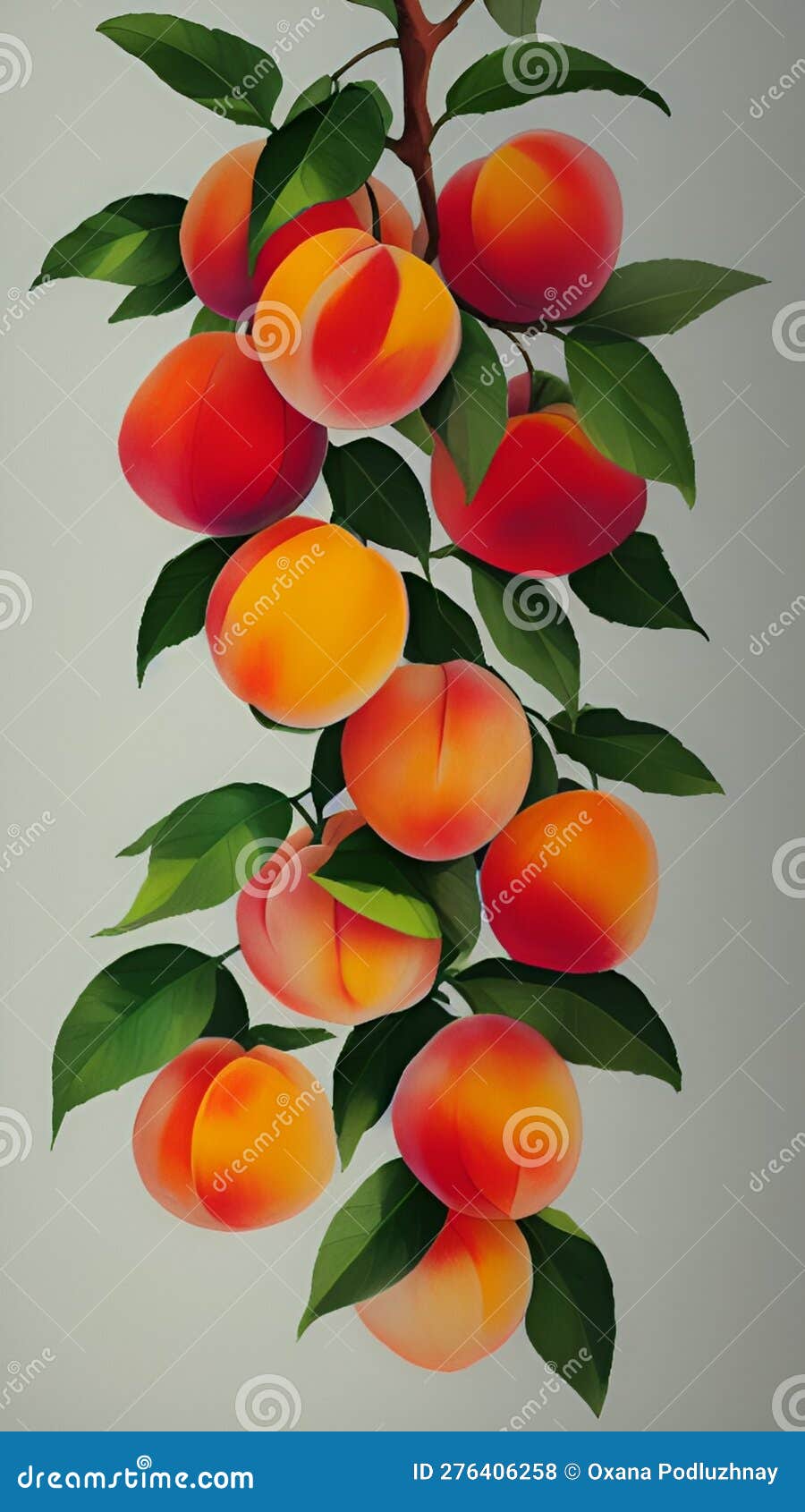 Delicate Peaches on the Branches Drawing Stock Illustration ...