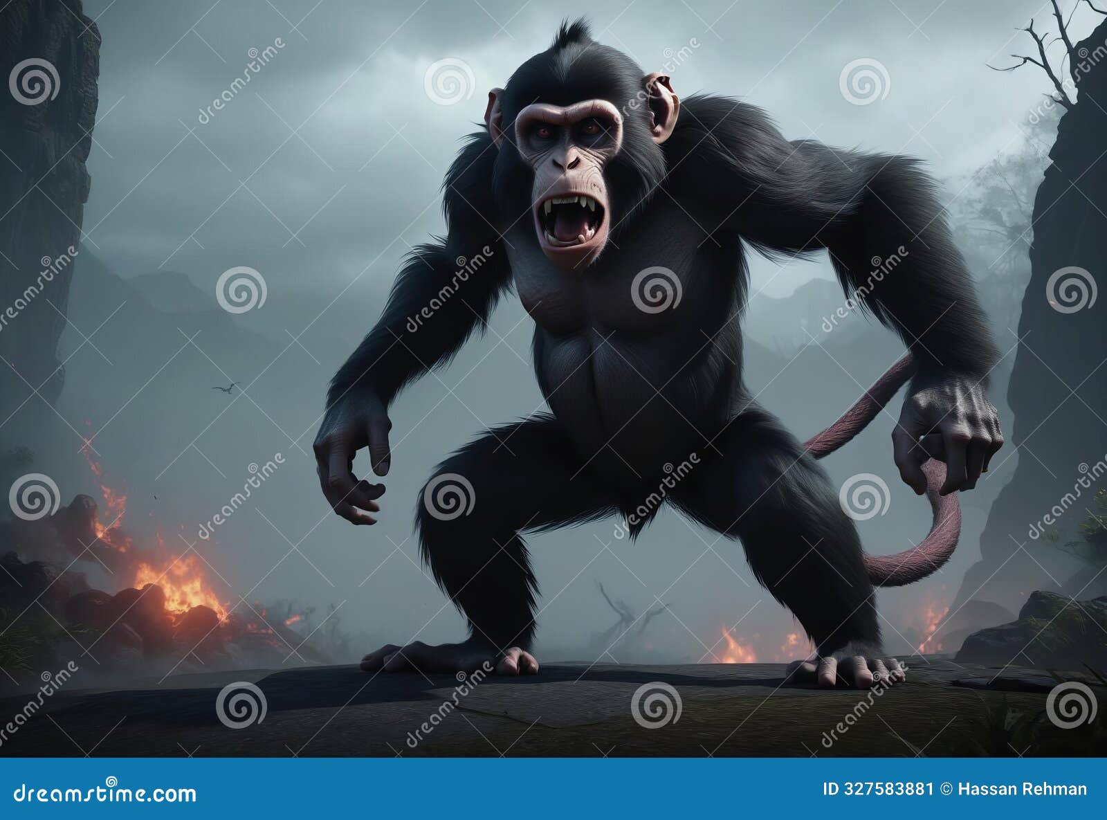 Demons Monkey Whips in Hell Fight Stock Illustration - Illustration of ...
