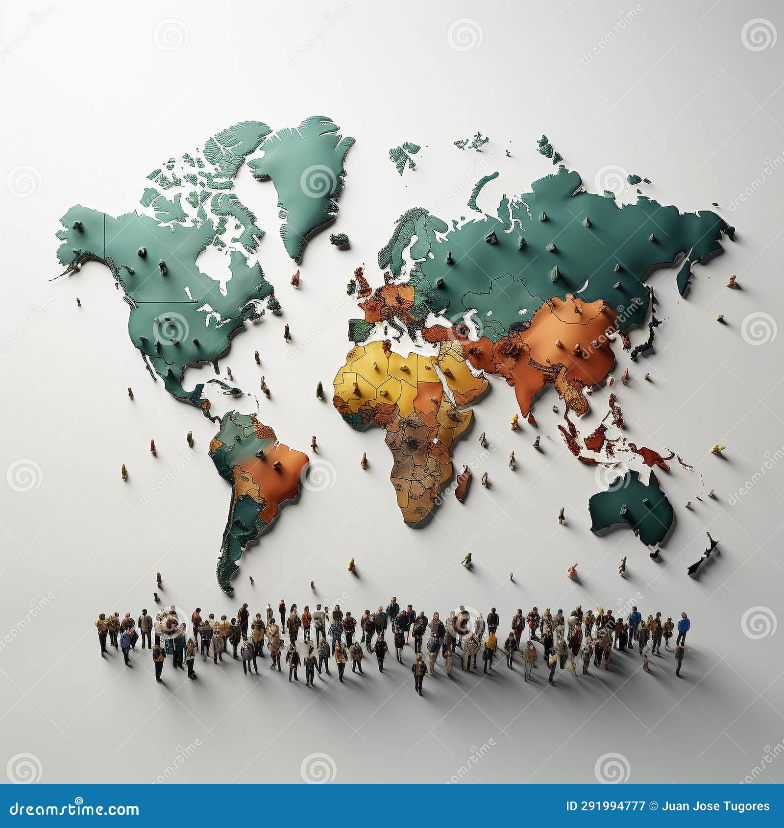 World Map Formed by Thousands of People: a Direct Overhead View Stock ...