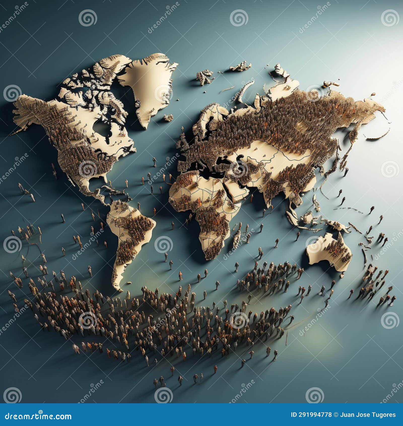 World Map Formed By Thousands Of People: A Direct Overhead View Stock ...