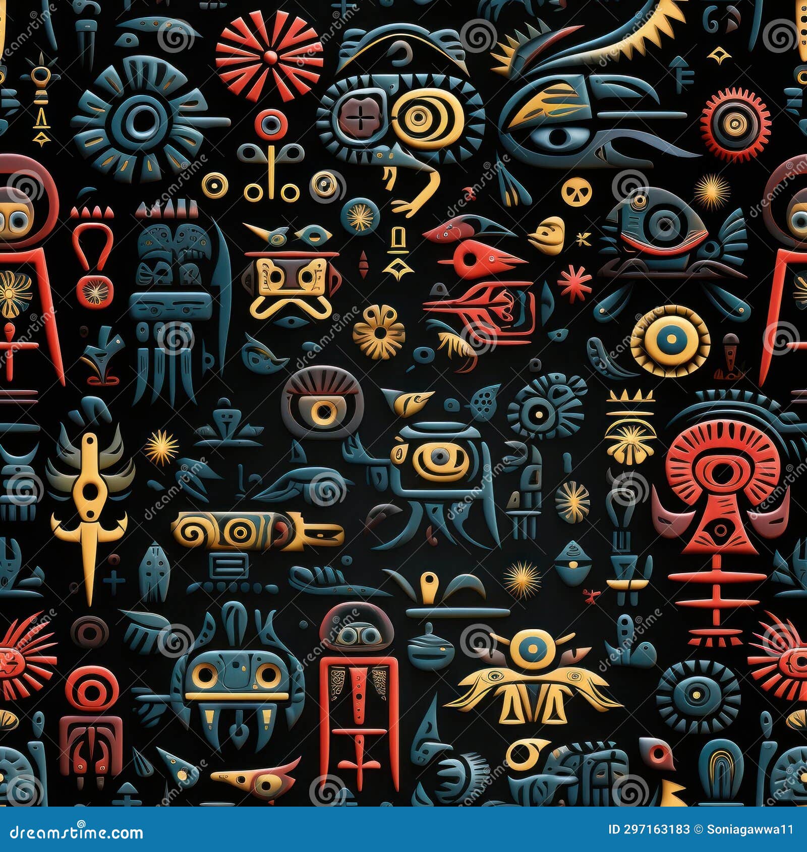 Seamless Pattern Combines Ancient Glyphs from Different Cultures the ...