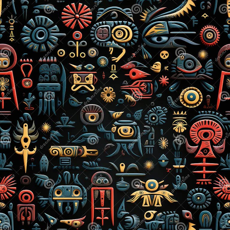 Seamless Pattern Combines Ancient Glyphs from Different Cultures the ...