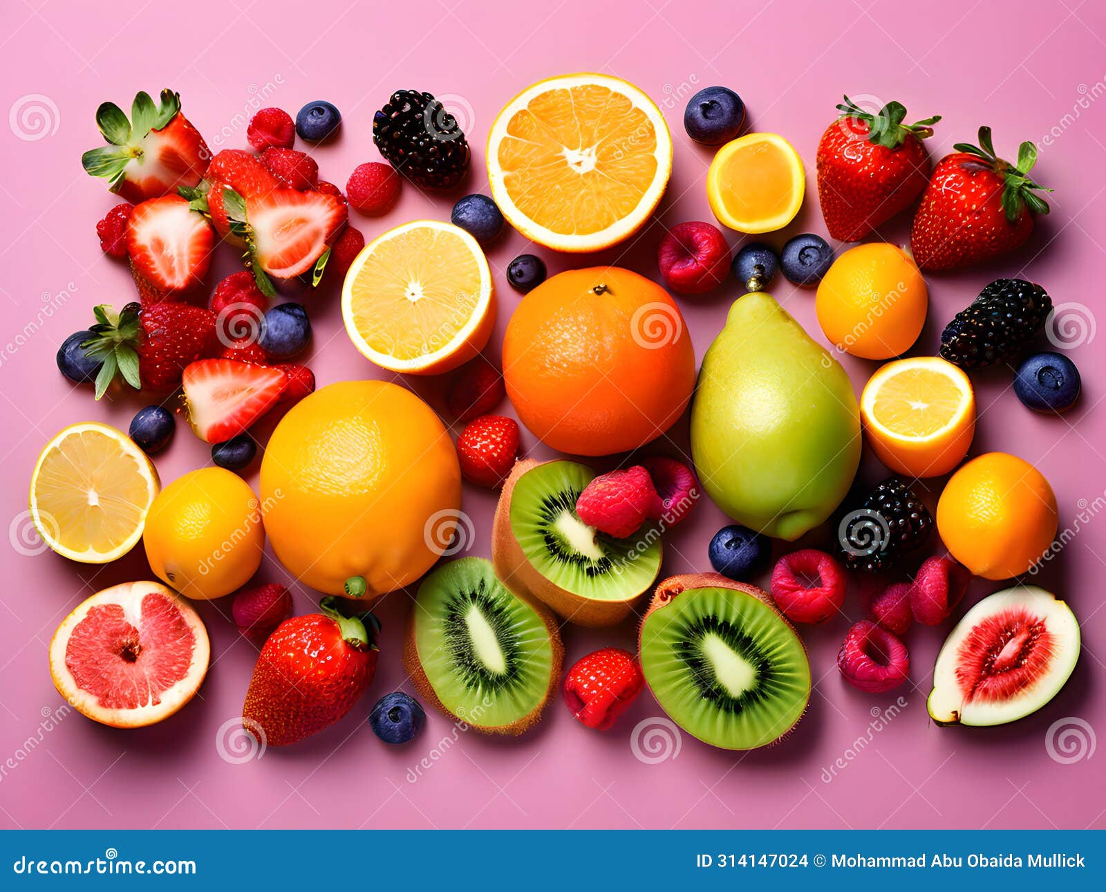 AI-Generated: Different Types of Fresh Fruits Stock Illustration ...