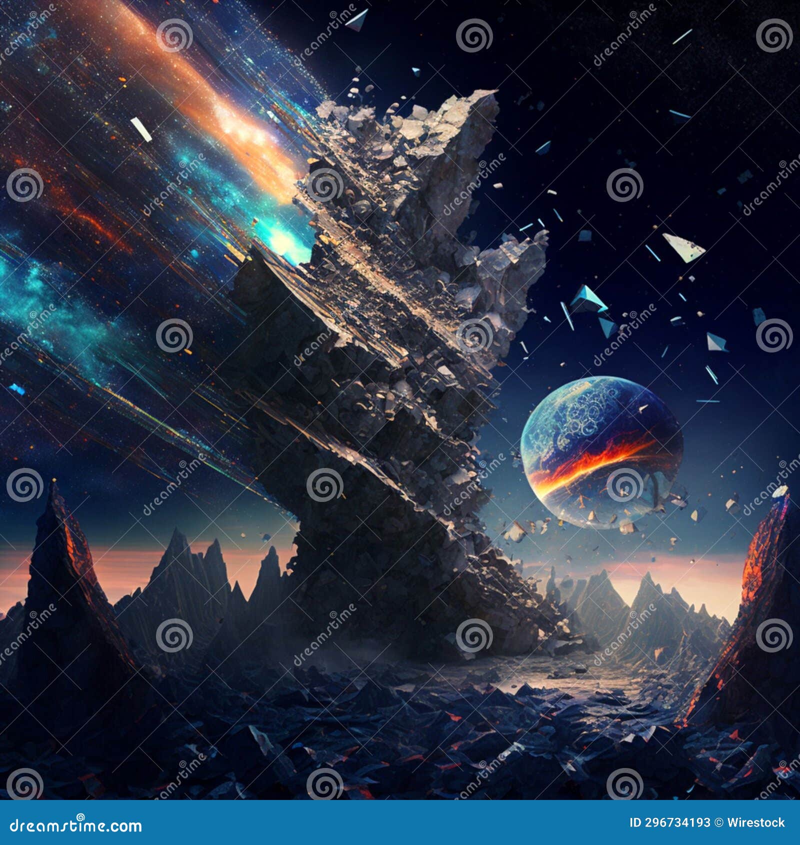 AI Generated Digital Art of an Incredible Crash of a Big Rock with a ...