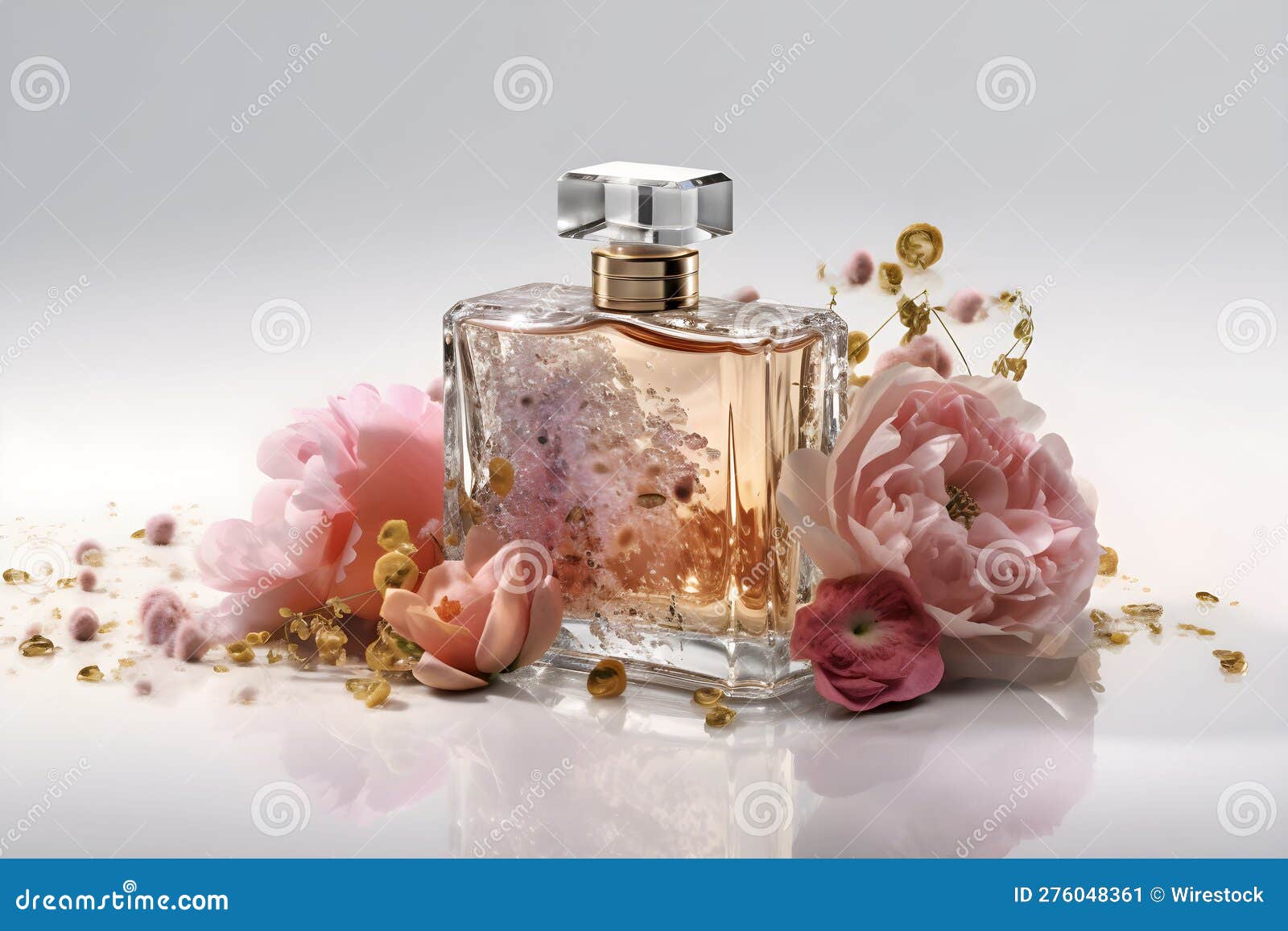 AI Generated Digital Art Of A Perfume Bottle Surrounded By Flowers ...