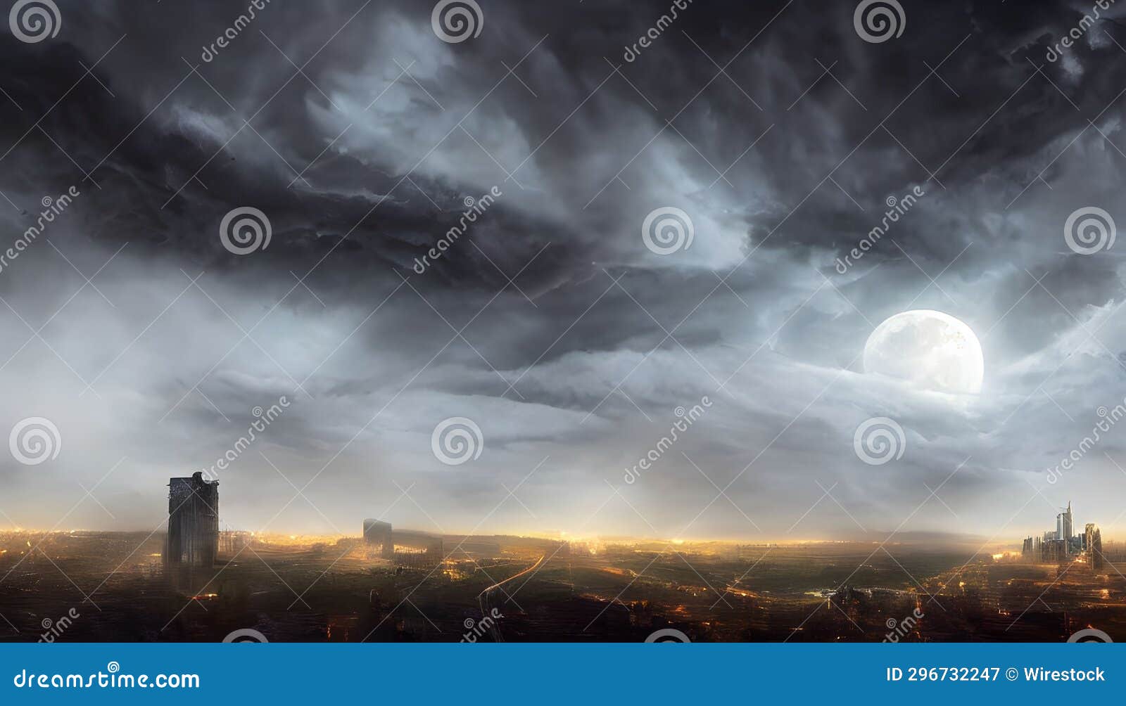 AI Generated Digital Art of a Night City Panorama Stock Image - Image ...