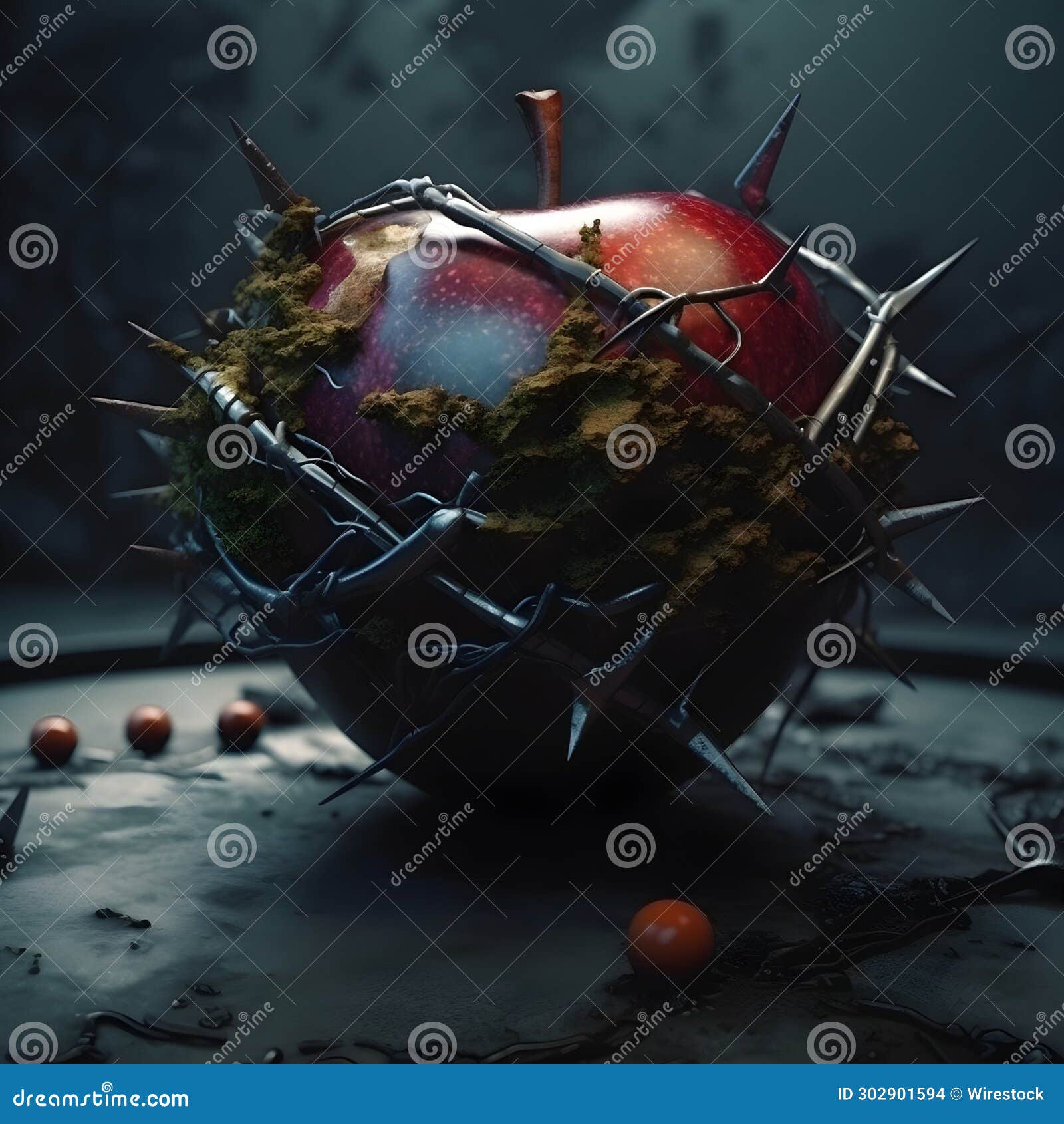 AI Generated Digital Art of Prohibited Red Apple Stock Illustration ...