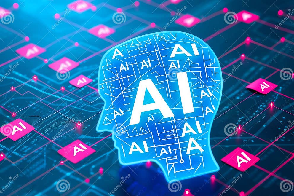 Digital AI Brain with Network Connections, Highlighting the Complexity ...