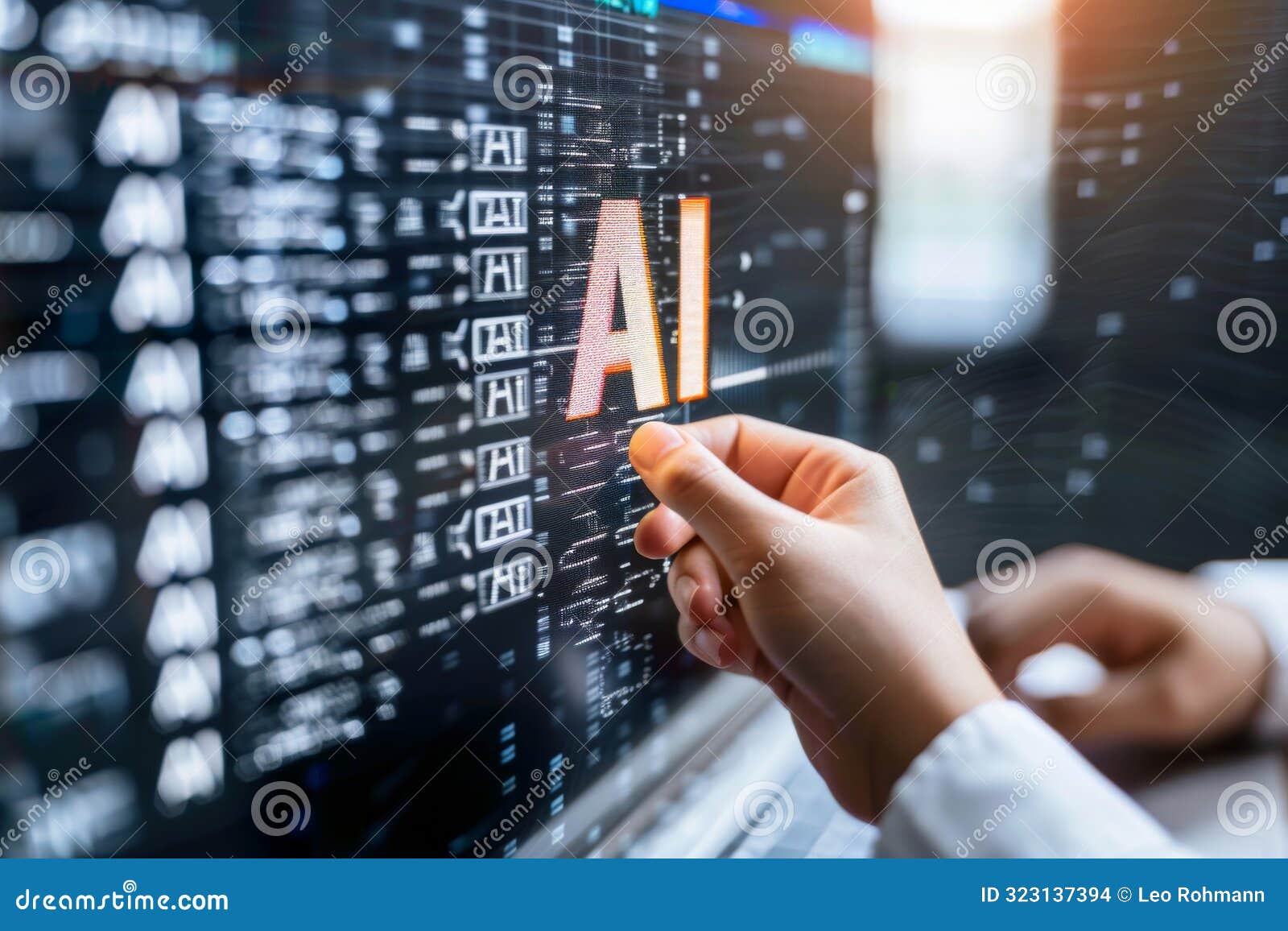 AI Digital Face Recognition, Symbolizing the Integration of Artificial ...