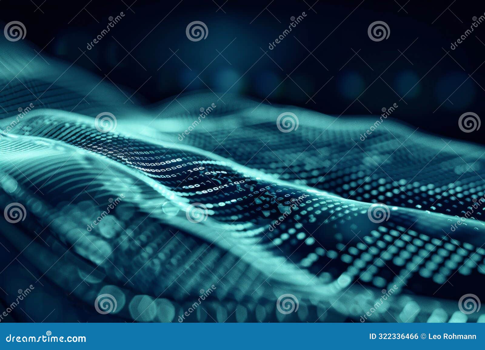 Digital Green Data Wave Pattern in a High Tech, Futuristic Setting ...