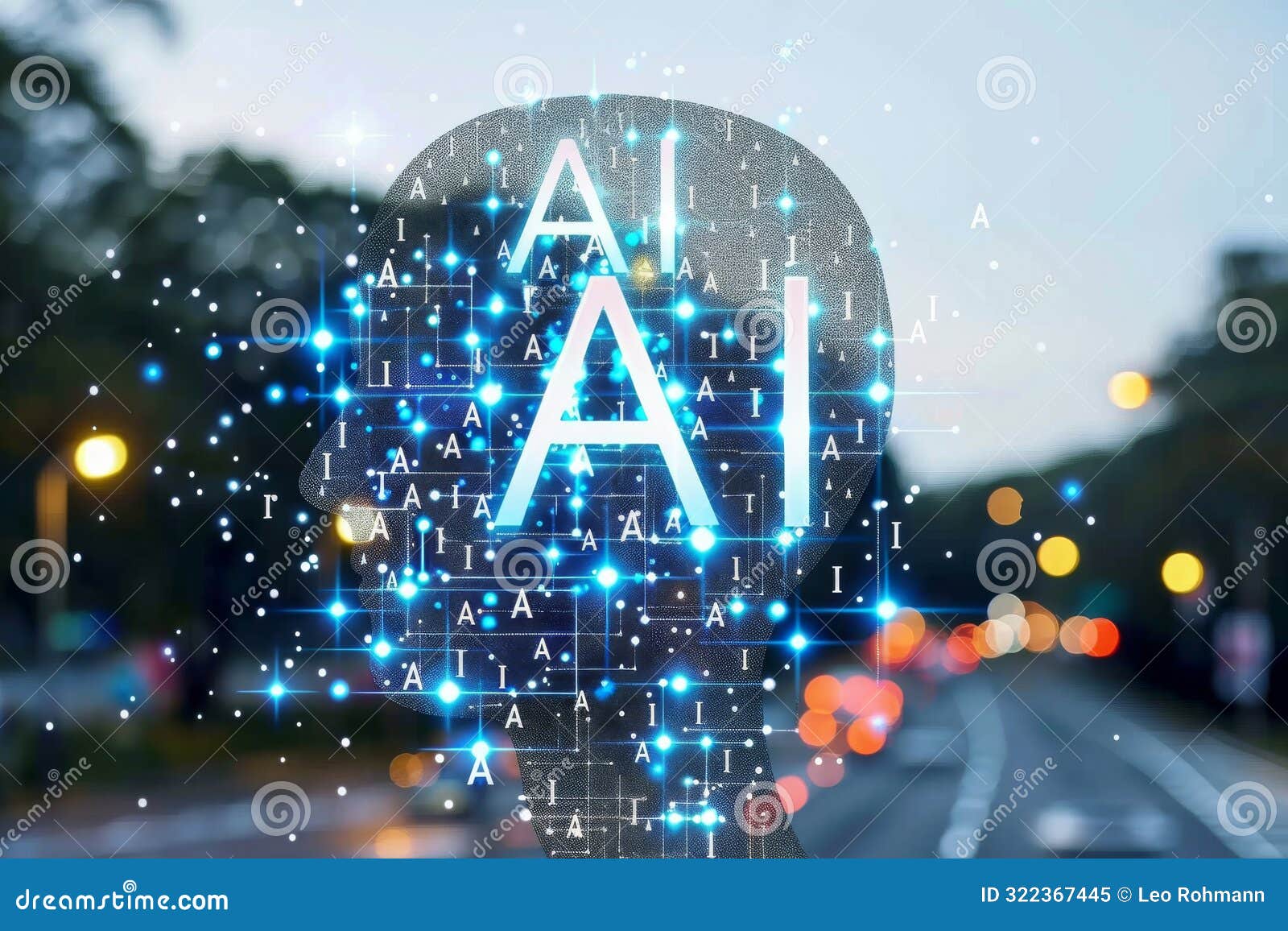 AI Digital Head with Glowing Elements, Symbolizing Advanced Artificial ...