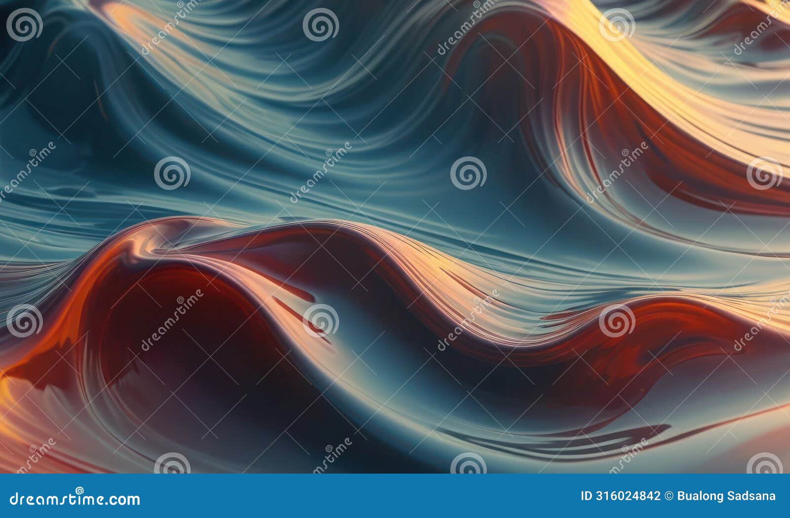 A Blue and Red Ocean Wave is Shown in a Painting. Stock Illustration ...