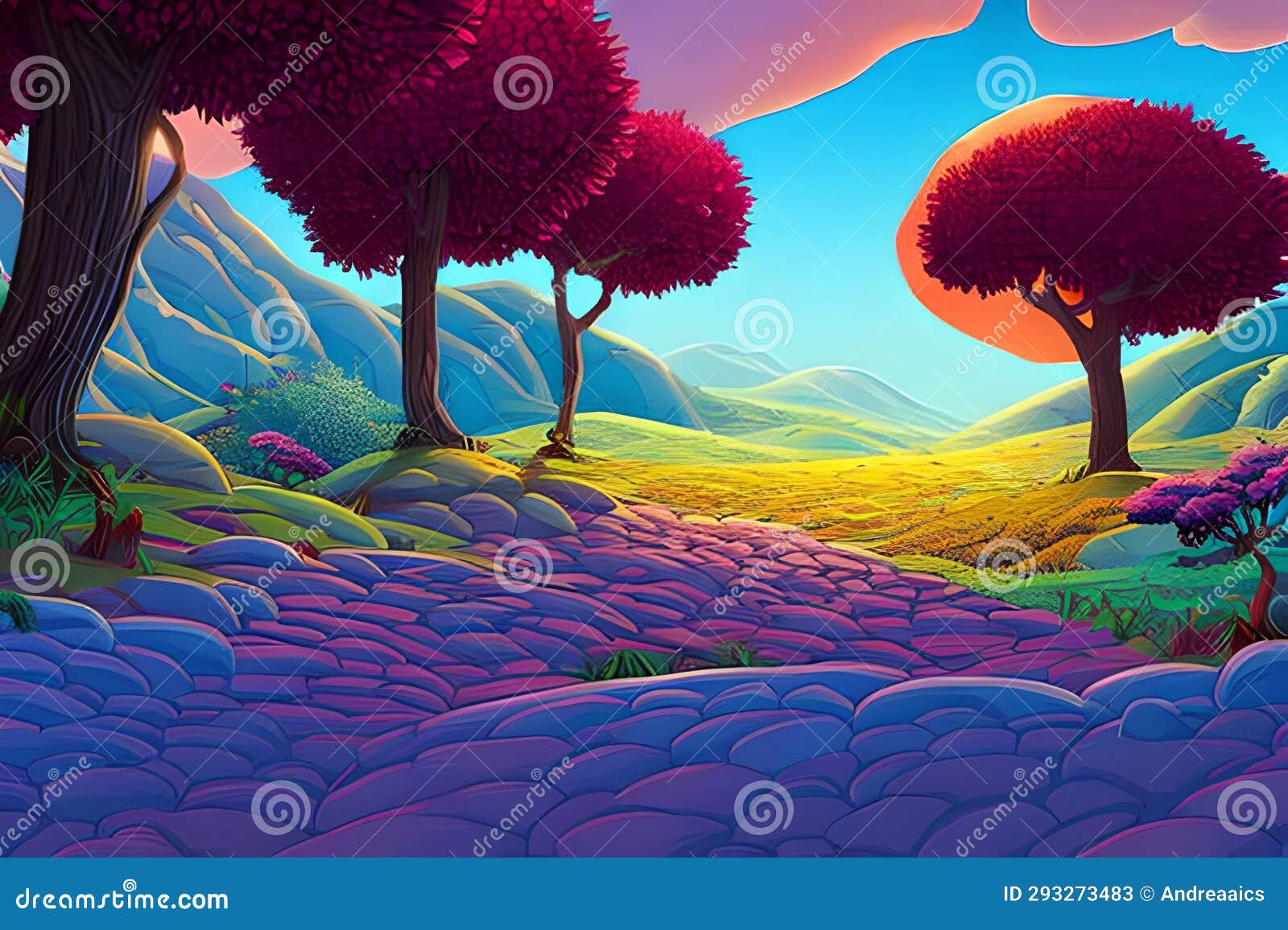 Digital Landscape Illustration for Books, Comics, Diy Projects Stock ...