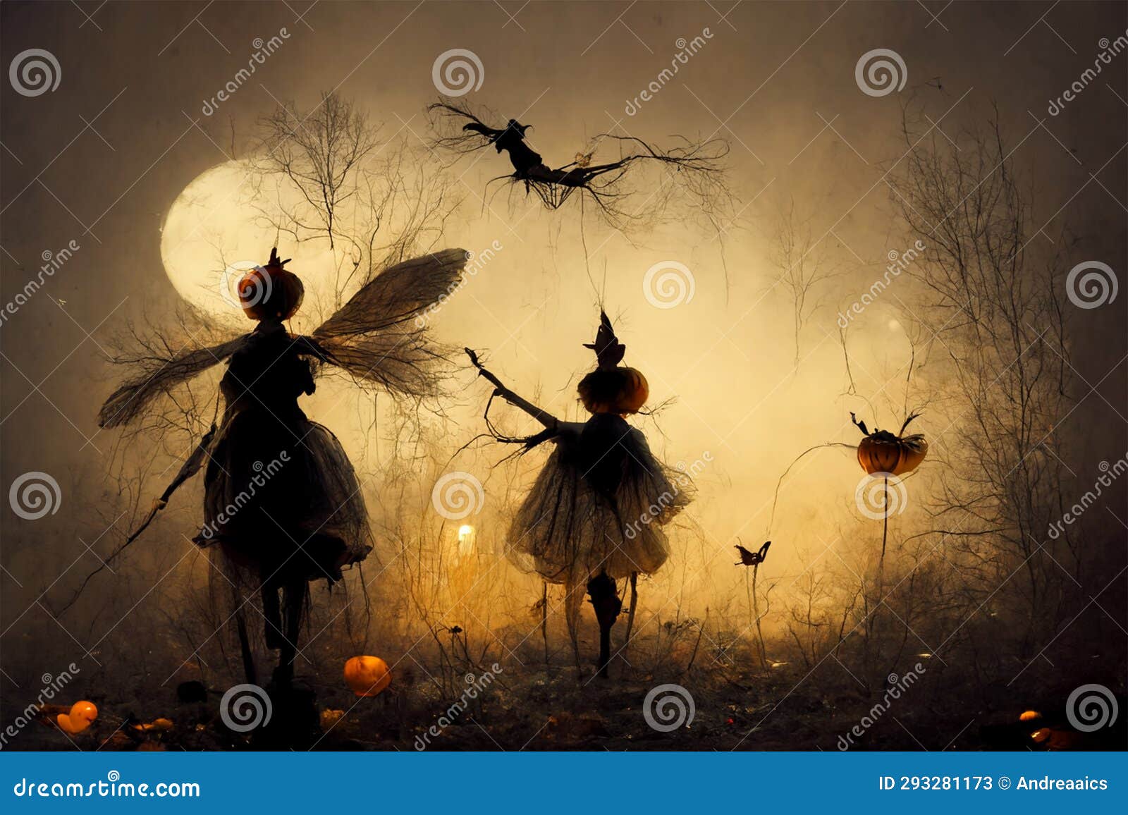 Abstract Illustration Scary and Spooky Halloween Fairies Stock ...