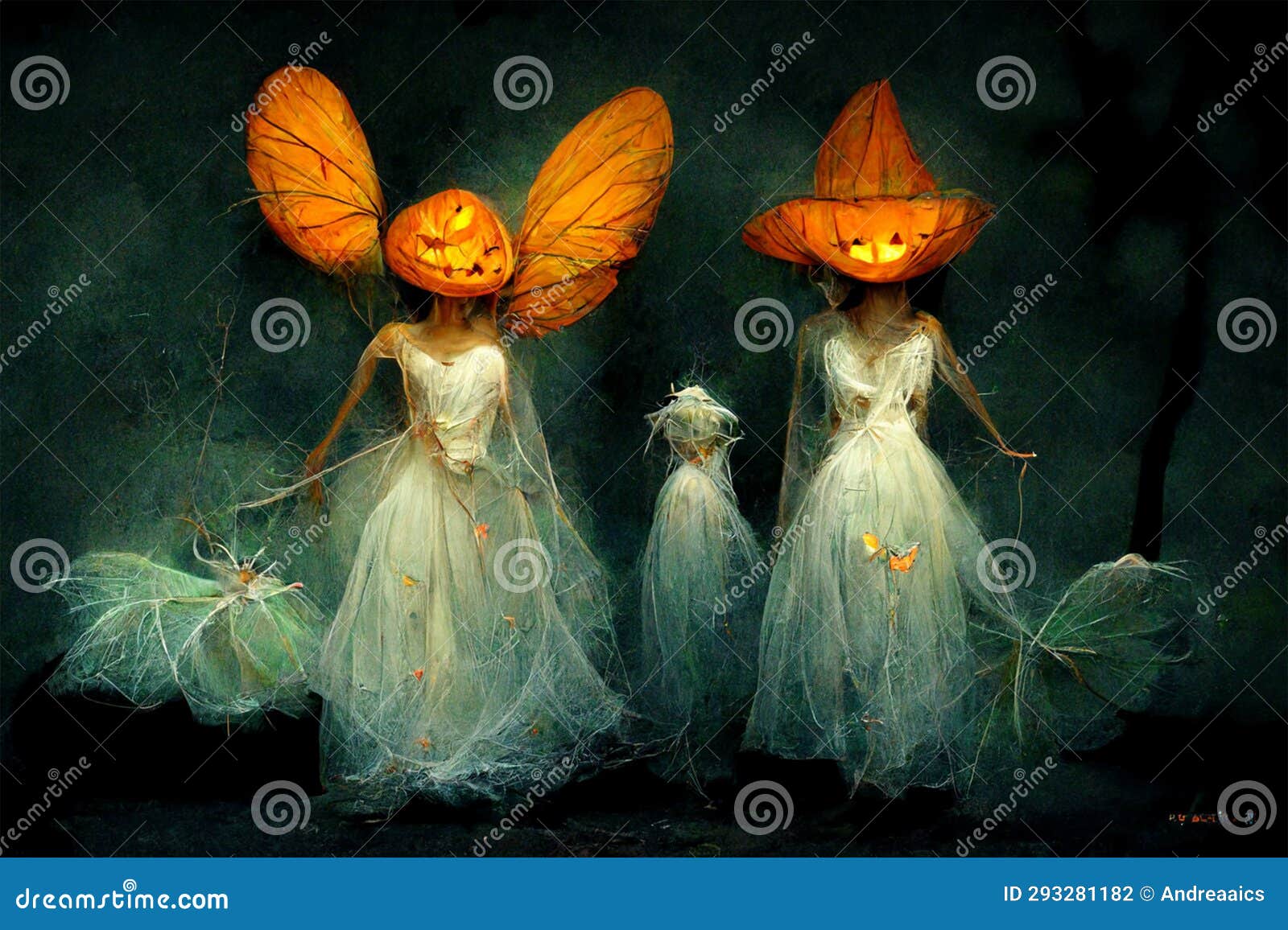 Abstract Illustration Scary and Spooky Halloween Fairies Stock ...
