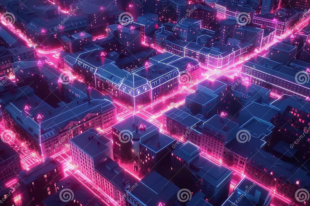 Digital Map with Glowing Purple AI Network, Illustrating the Complexity ...