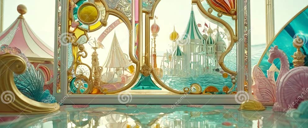 Mirror with Castle Inside it Stock Illustration - Illustration of ...