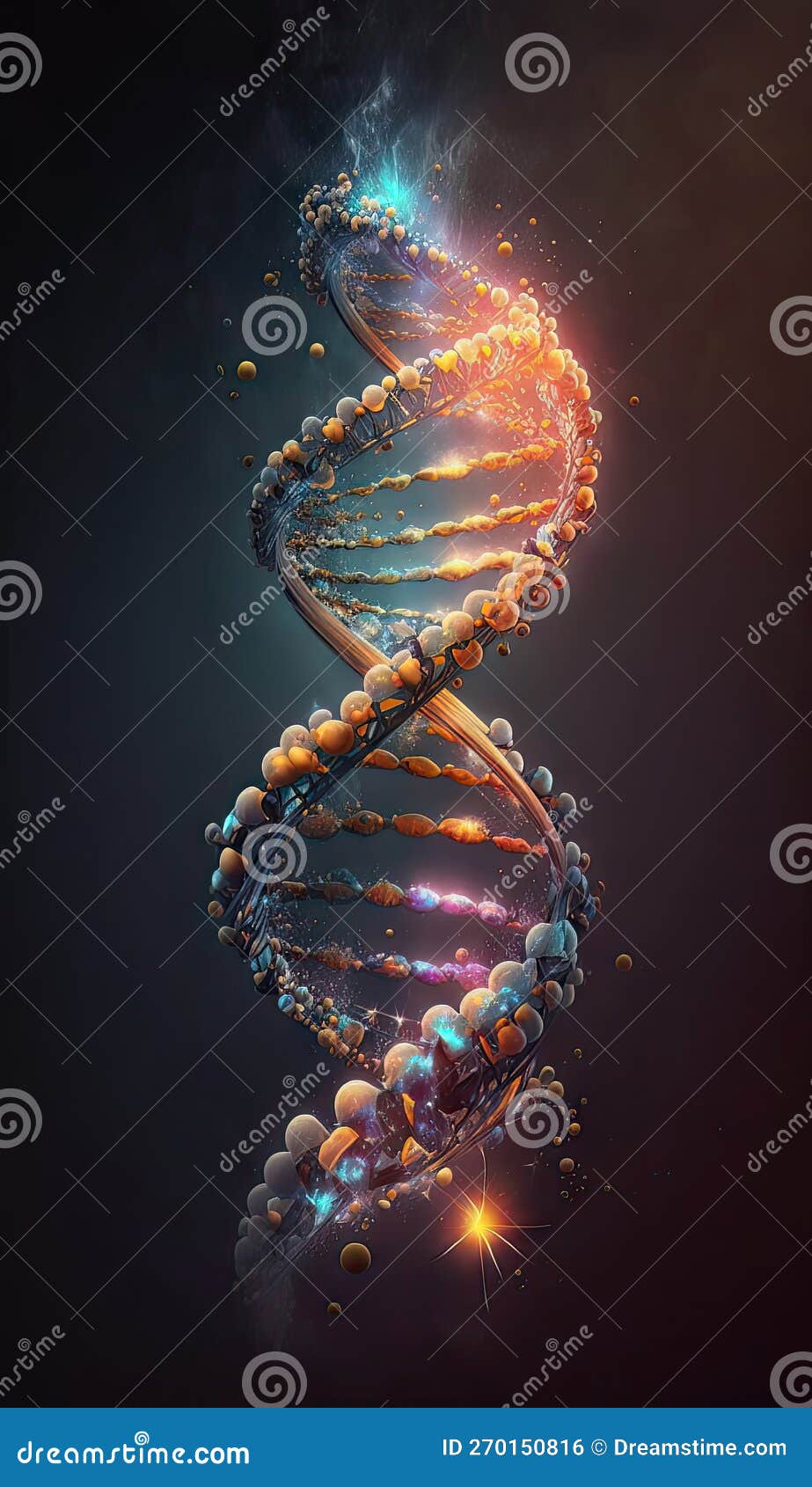 AI Generated DNA Molecule Structure on Dark Background. Science Concept ...