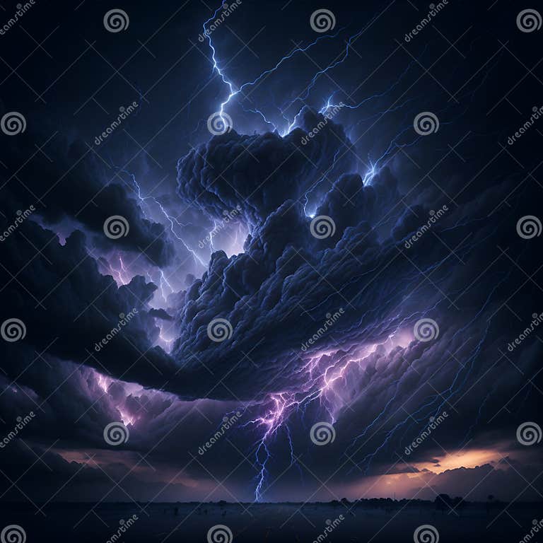 Ai Generated a Dramatic Lightning-filled Storm Cloud Stock Illustration ...