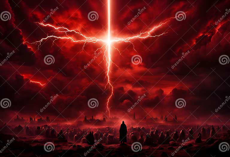 Dramatic Religious Background - Hell Realm, Bright Lightnings in Dark ...