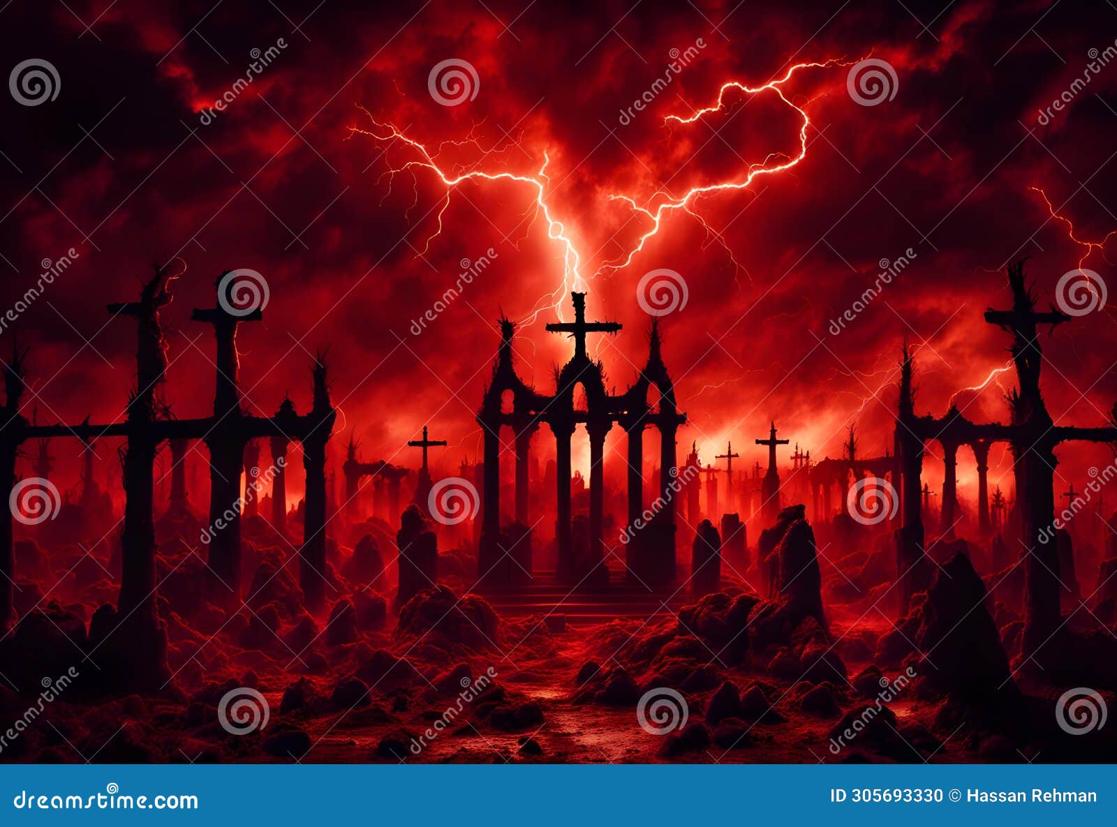 Dramatic Religious Background - Hell Realm, Bright Lightnings in Dark ...