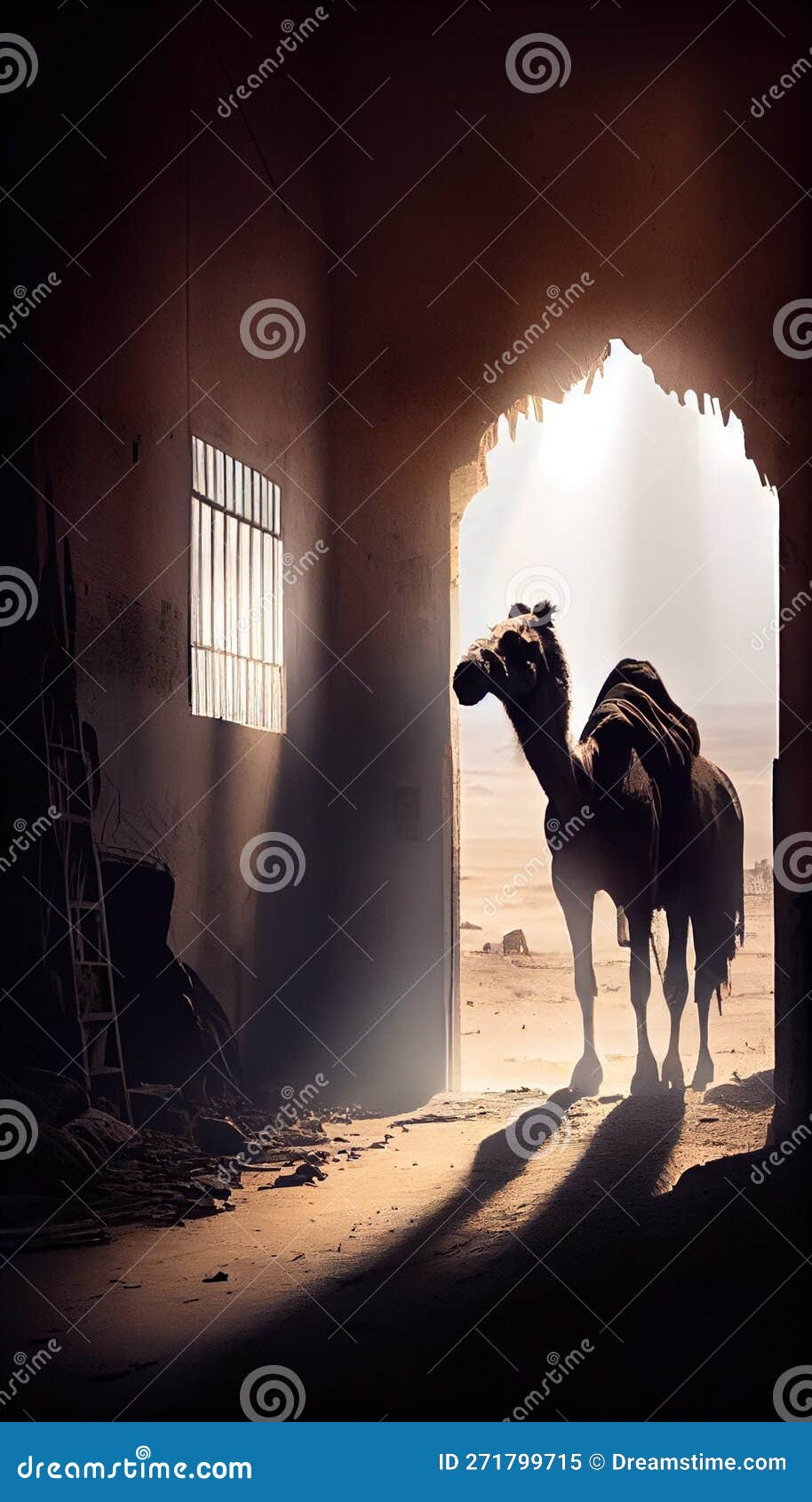 Silhouette of Camel in Abandoned Castle, Made with Generative AI Stock ...