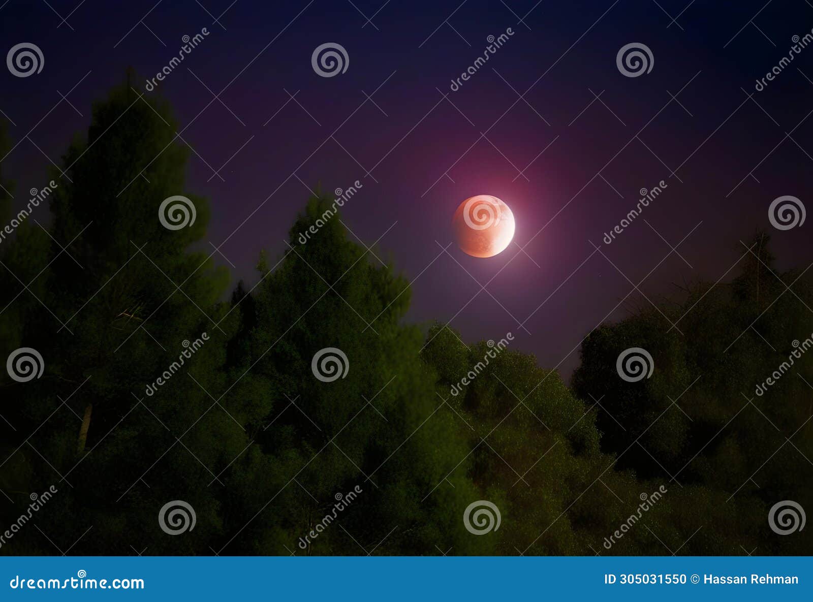 Eclipsed Moon, With Stars And Planets Visible In The Night Sky Stock ...