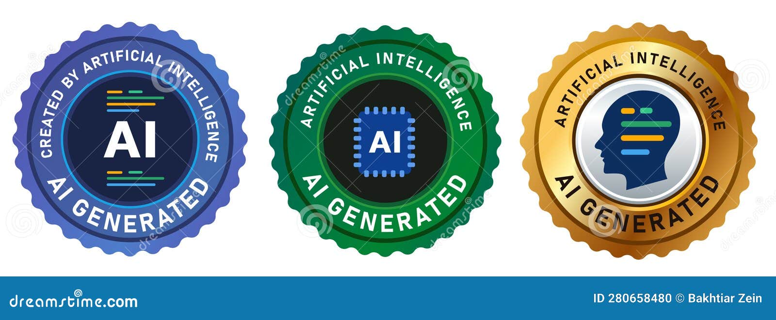 AI Generated Emblem Stamp Label Badge of Artificial Intelligence Tag ...