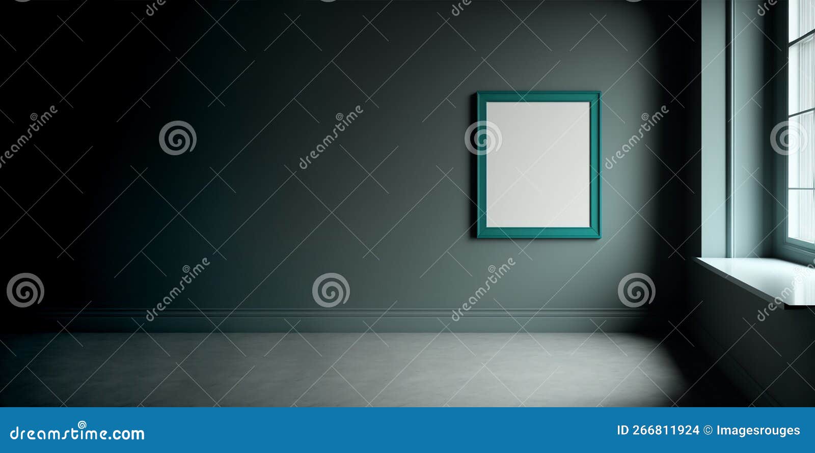 AI Generated. Empty Vertical Frame With Reflective Glass On Minimalist ...