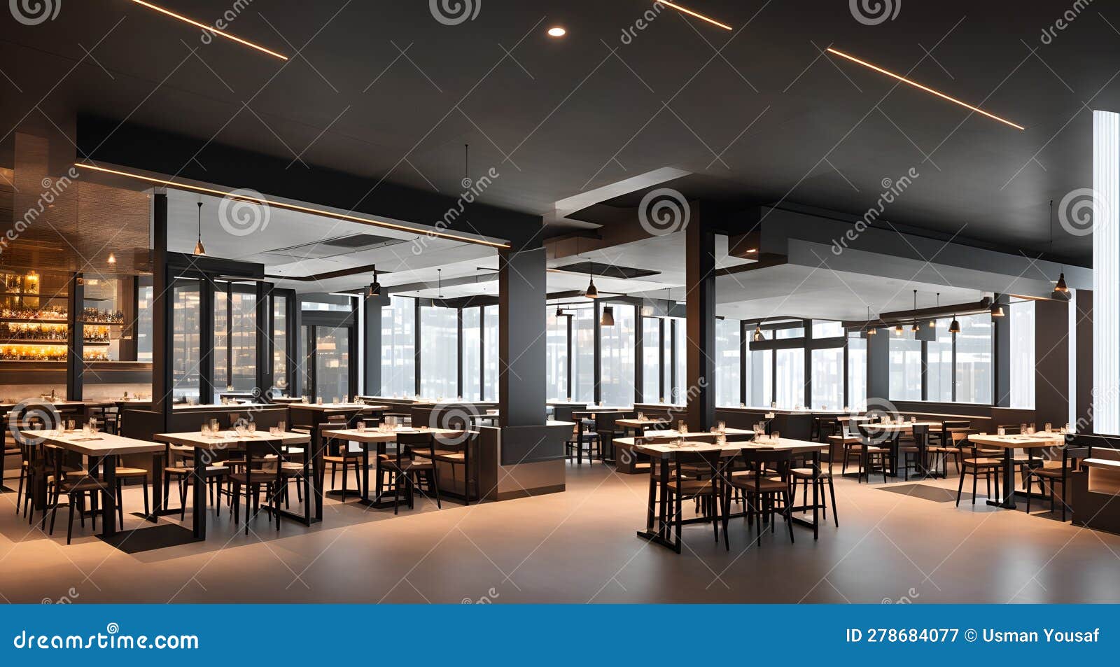 Ai Generated an Empty Restaurant Interior with Tables and Chairs Stock ...