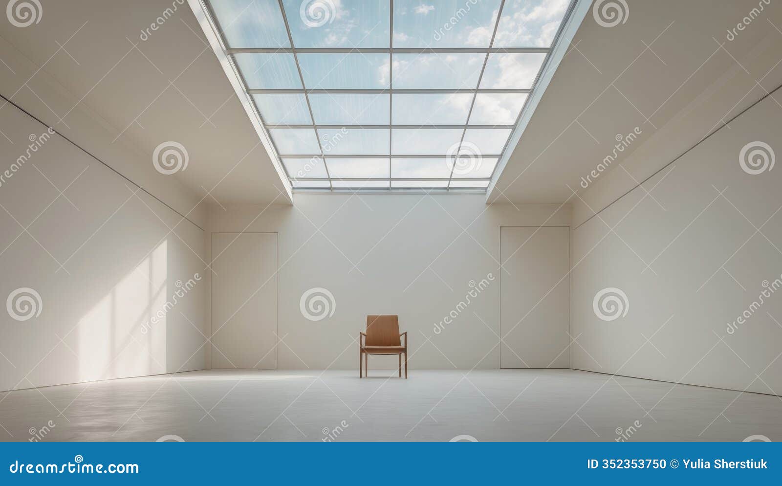 Empty Room High Ceiling Skylight Above it Appears Evoking an Ambiance ...