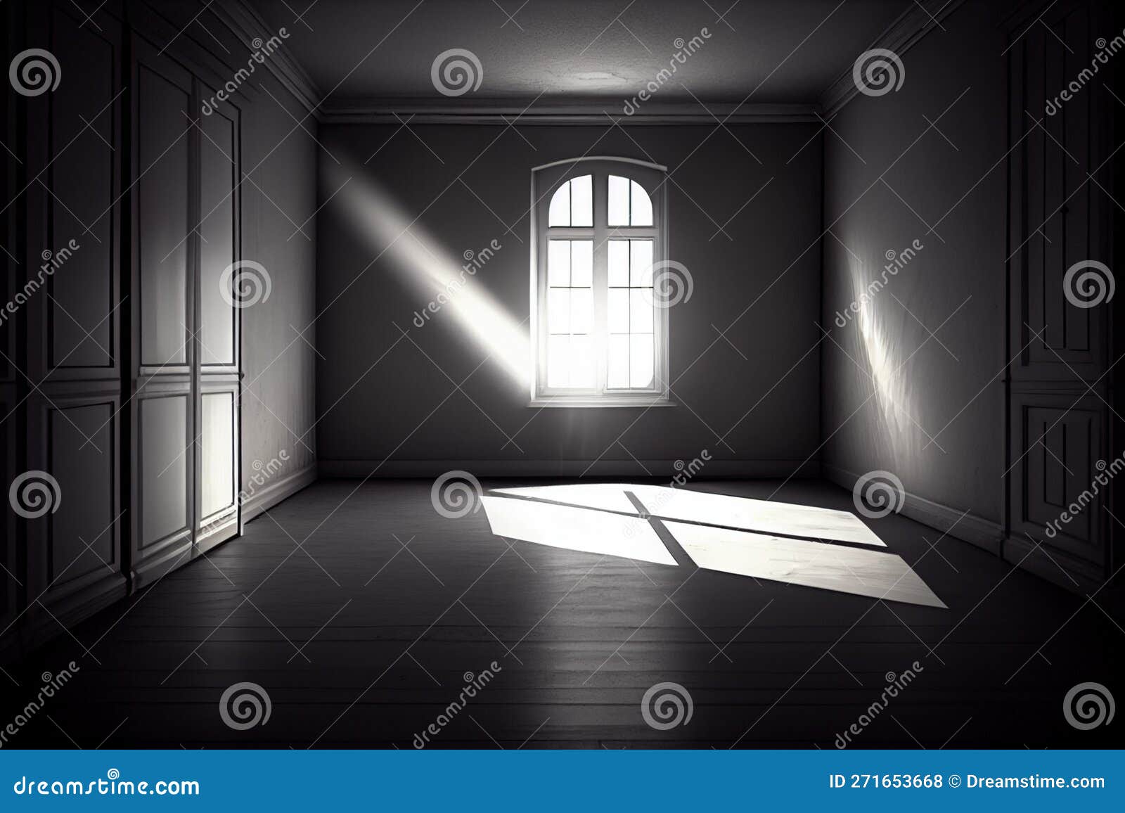 Empty Room with Ray of Light Stock Illustration - Illustration of ...