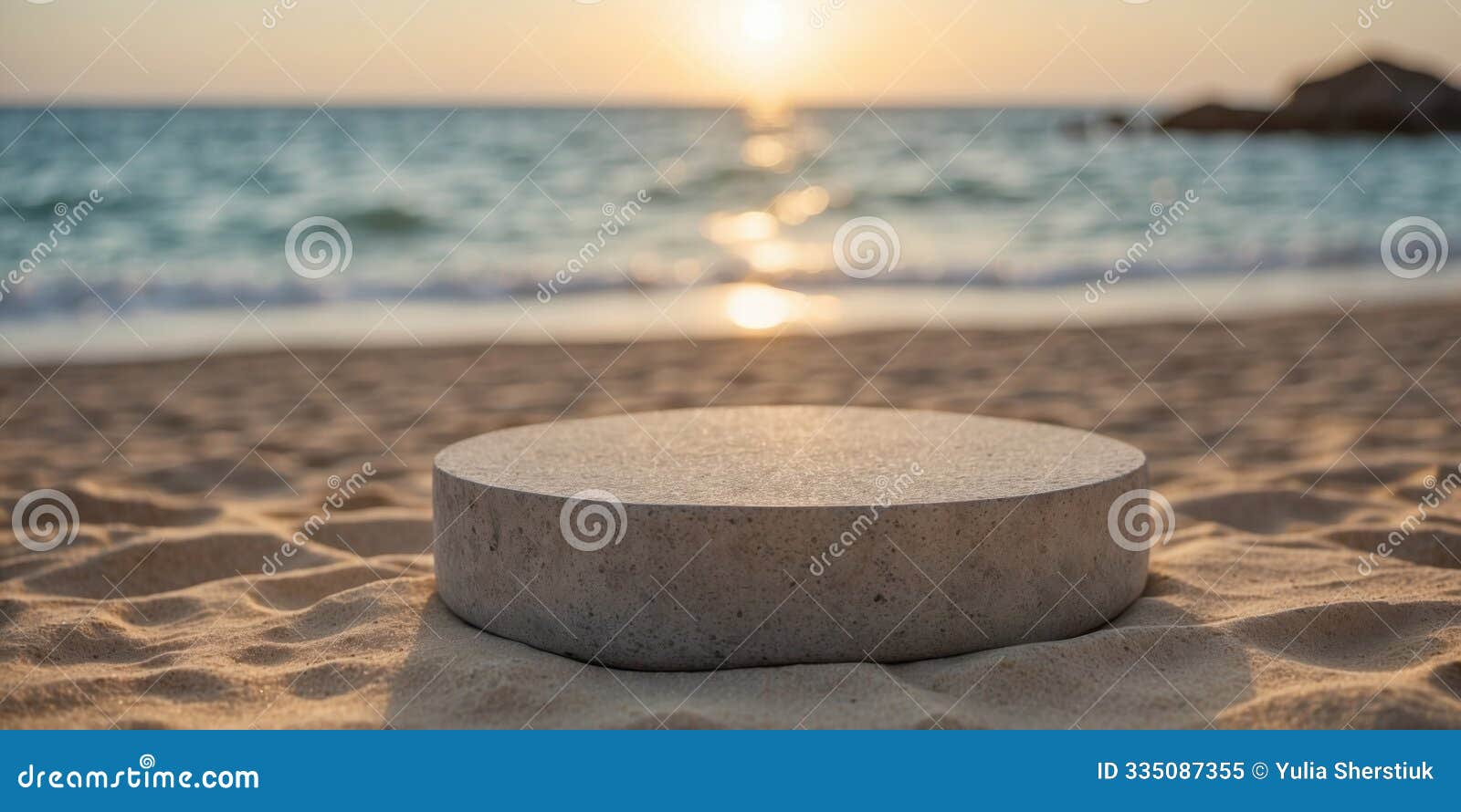 Empty Stone Round Podium and Blur Background of the Tropical Beach ...