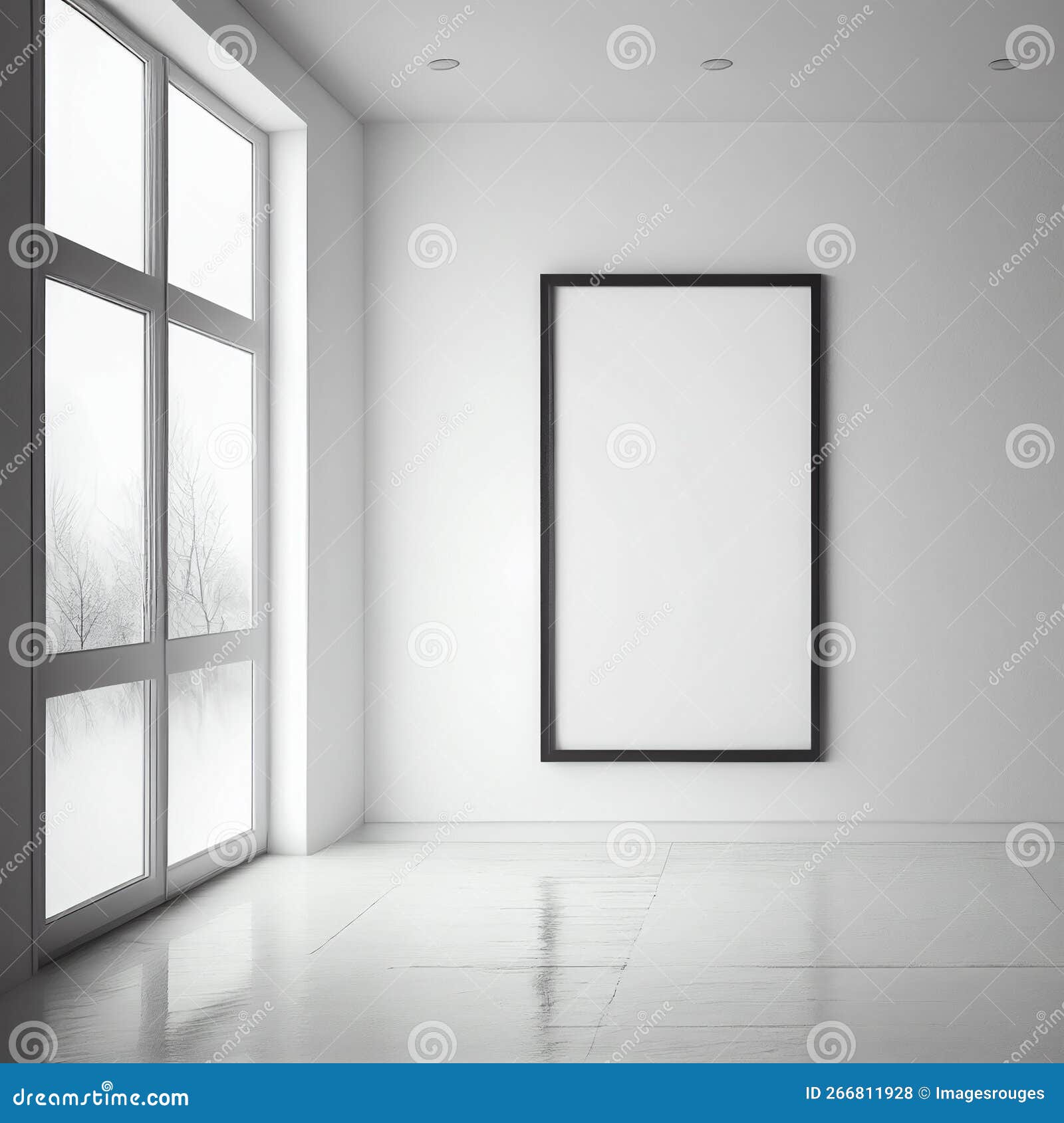 AI Generated. Empty Vertical Frame on Minimalist Living Rooms Wall ...