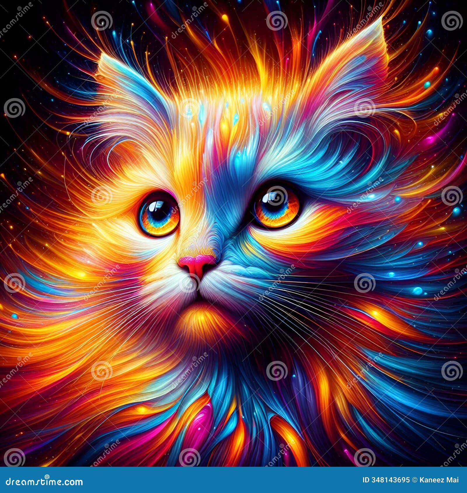 AI-generated: Exploding Colors Cat Stock Illustration - Illustration of ...