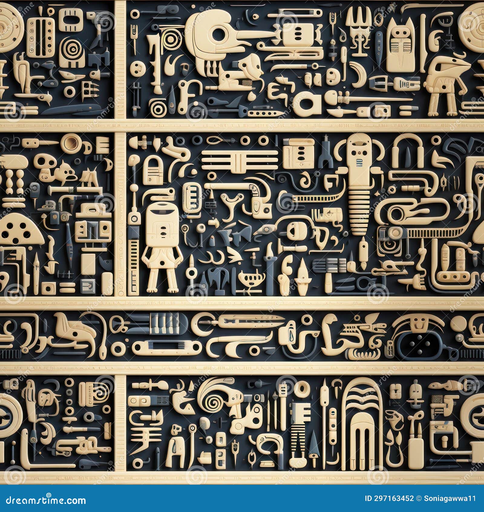 Detailed Line Work in an Ancient Glyphs Art Seamless Pattern, the ...