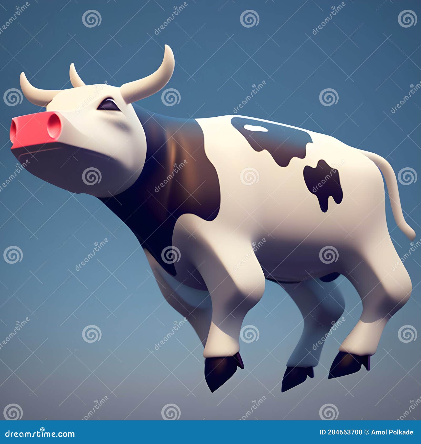 Ai Generated Flying Cow 3d Illustration on Blue Sky Stock Illustration ...