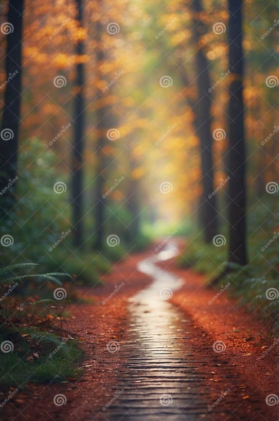 A Forest Path with a Stream of Water Running through it. Stock Photo ...