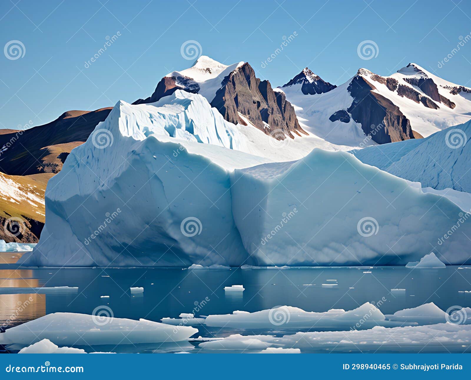 AI Generated Freezing Landscape Showcasing Gigantic Floating Icebergs ...