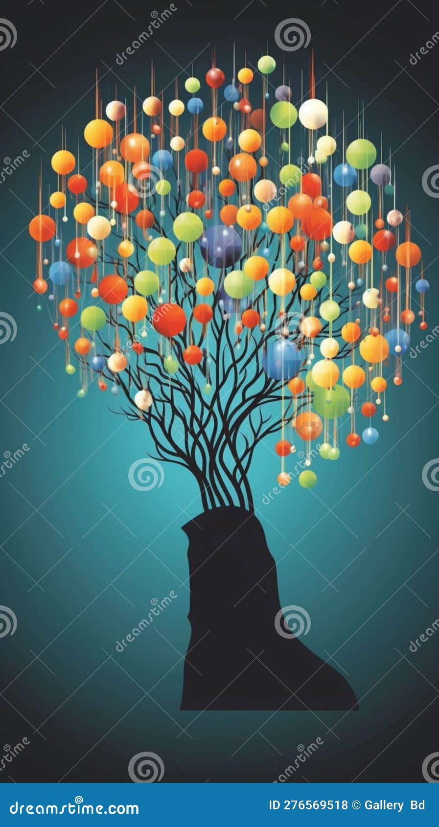 A tree with colorful balls stock illustration. Illustration of graph ...