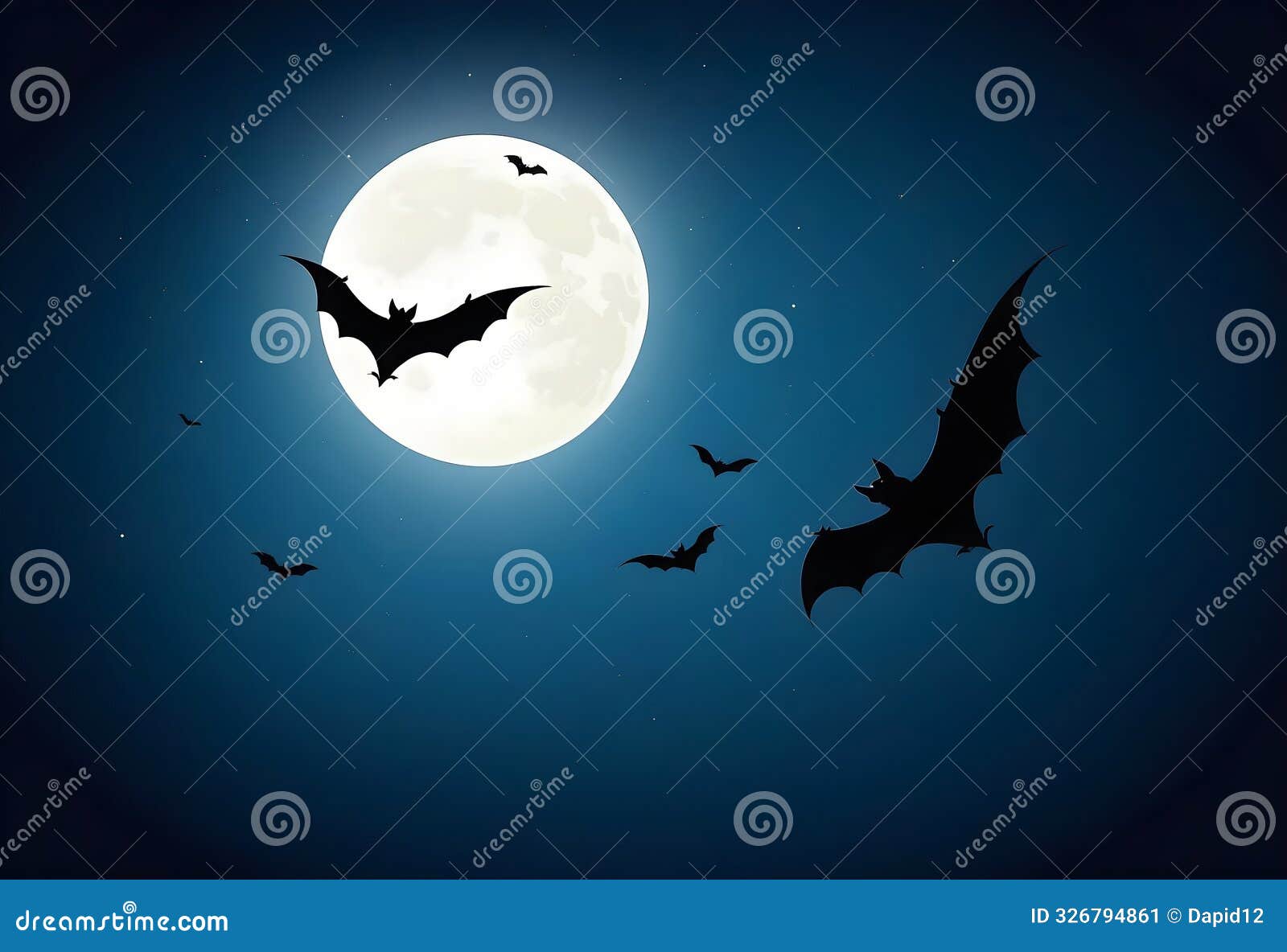 A Full Moon with Bats Flying in the Sky and the Moon Behind it Stock ...